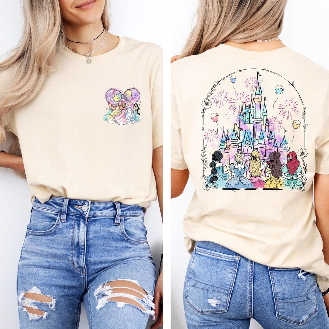 Disney Princess Castle 2 Sided T-Shirt, Disneyland Castle Best Friends ...