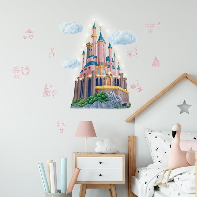 Disney Princess Castle with String Lights Wall Decals - Walmart.com