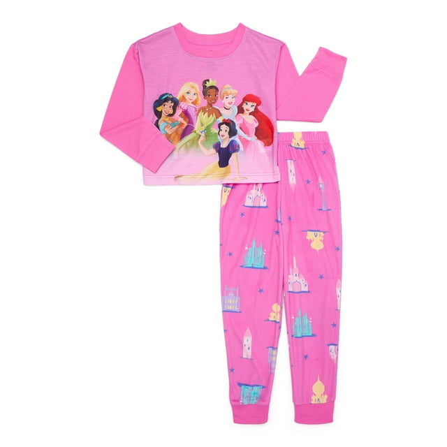 Disney Princess Girls Long Sleeve Top and Pants Pajama Set, 2-Piece ...