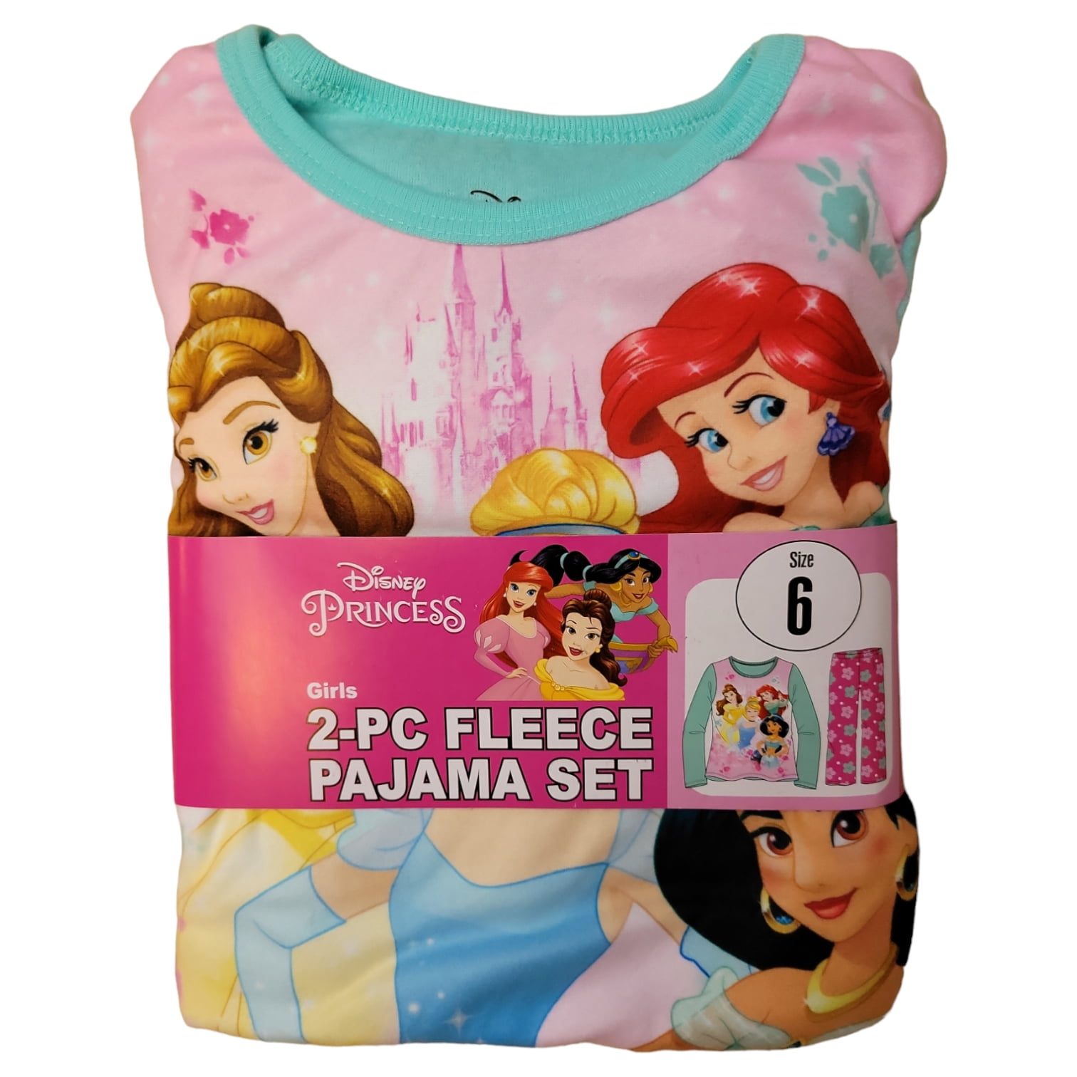 Disney Princess Character Toddler Girl's Pink Floral Fleece Pajama Set ...
