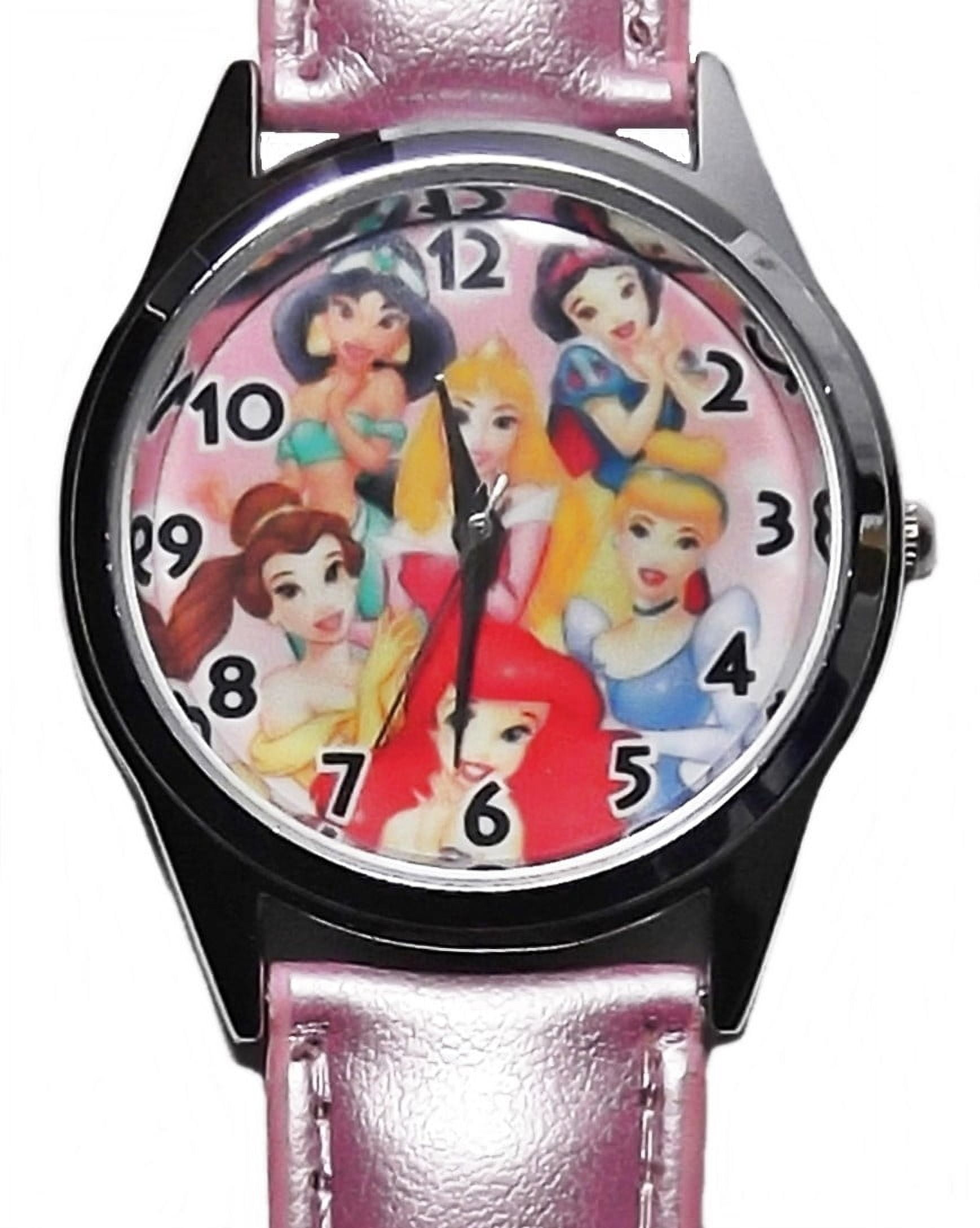 Disney Princess Characters Pink Leather Strap Wristwatch - Walmart.com