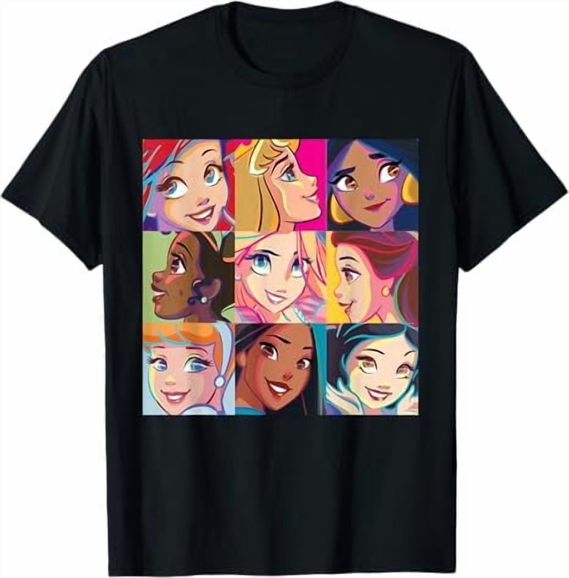 Disney Princess Characters Pop Art Grid Colorful Portrait T-shirt ...