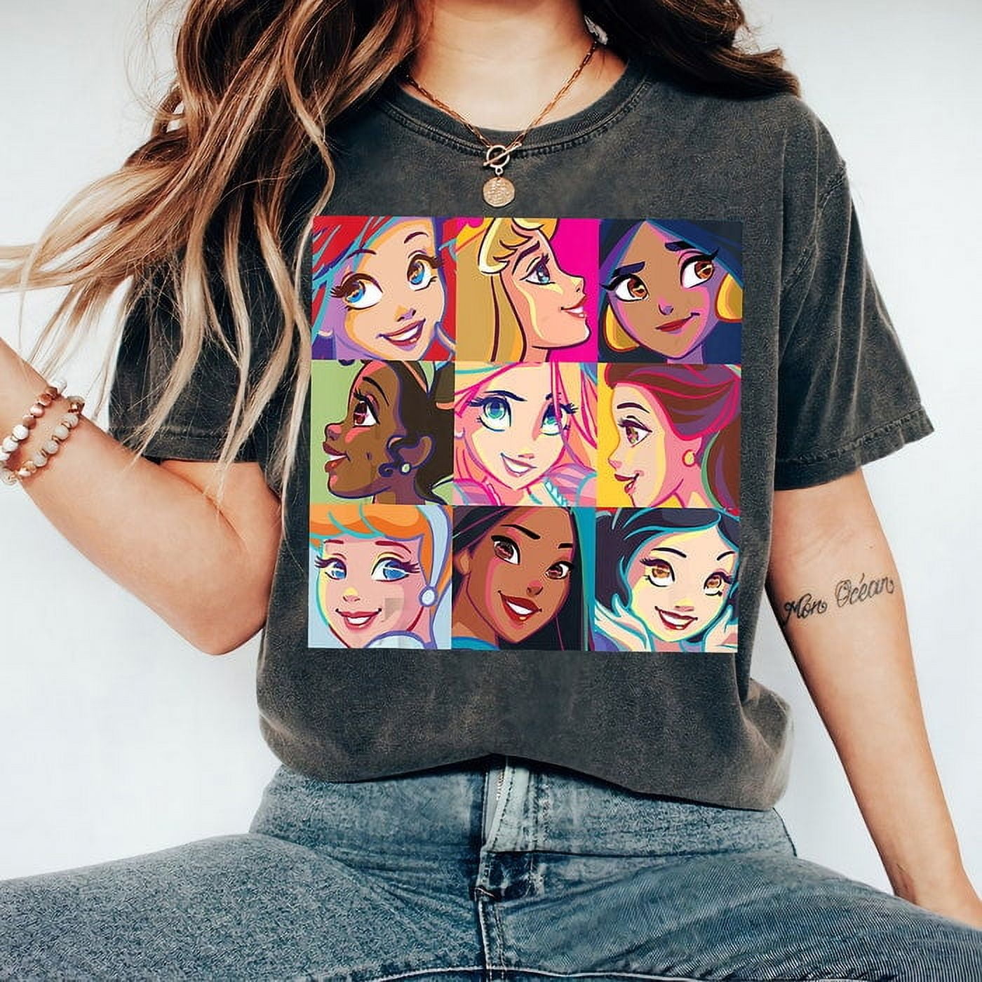 Disney Princess Characters Pop Art Grid T-Shirt, Magic Kingdom Shirt ...