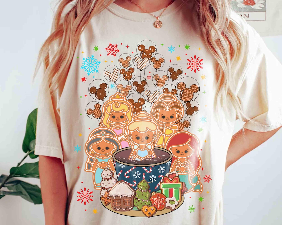 Disney Princess Christmas Gingerbread Shirt, Disney Princess Tea Cup ...