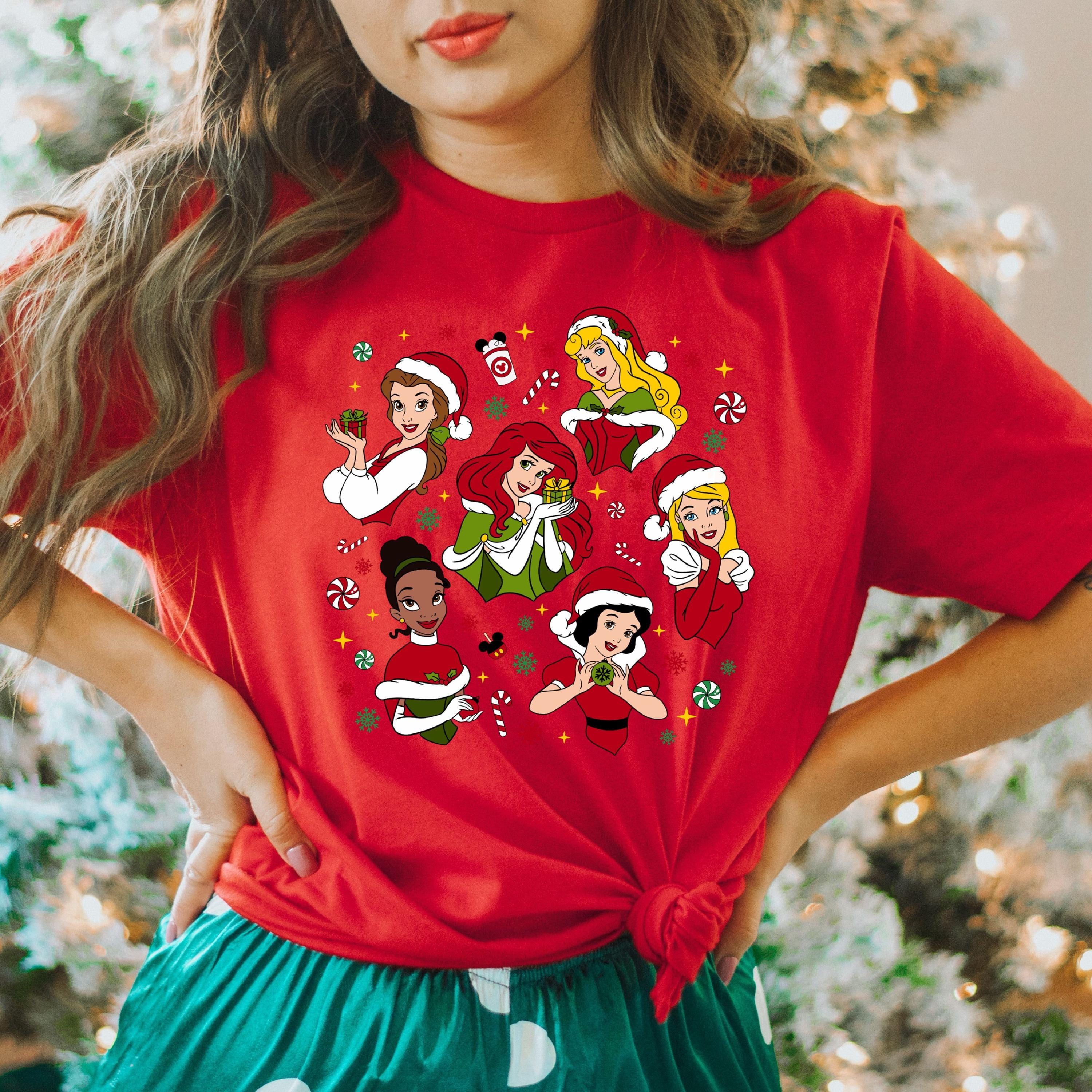Disney Princess Christmas Shirt, Princess Christmas Party T-shirt ...