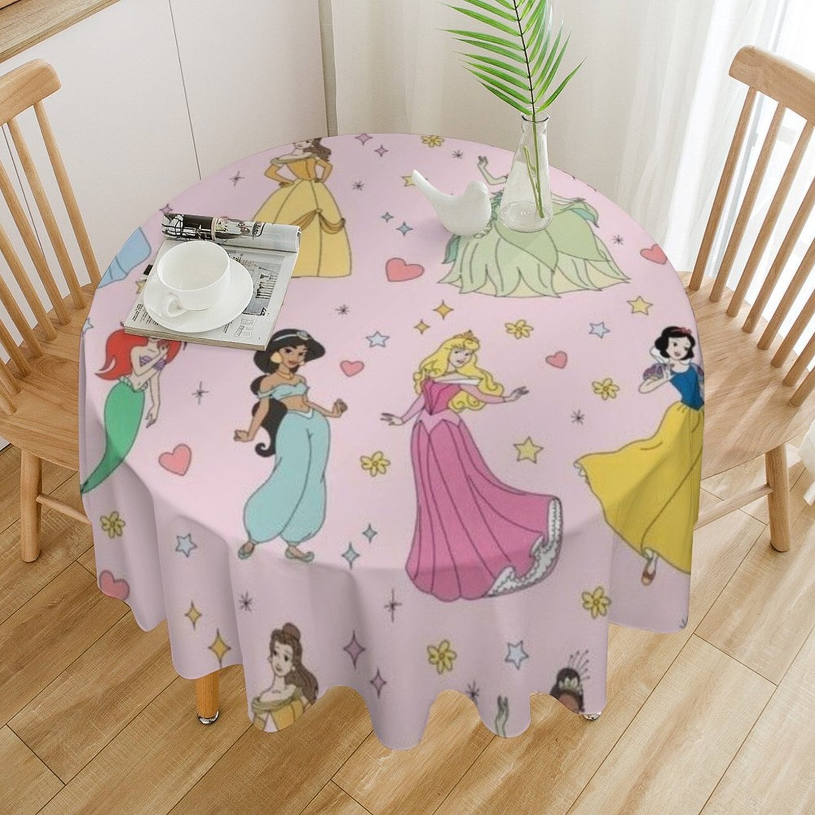 Disney Princess Christmas round plastic waterproof tablecloth 50x50in ...