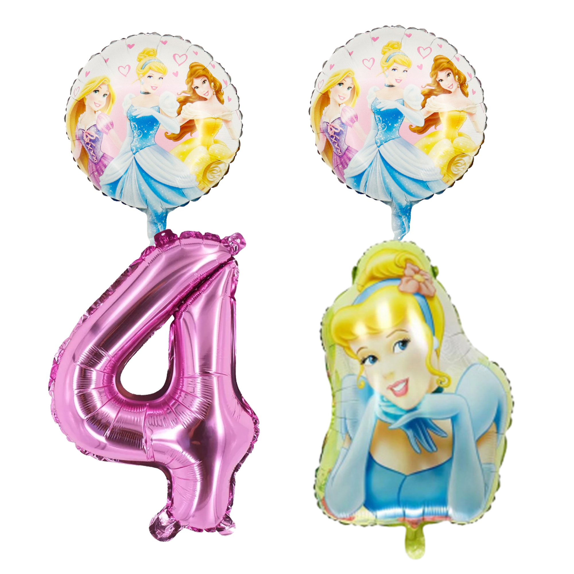 Disney Princess Cinderella 4th Birthday Party Foil Balloons Number Set ...