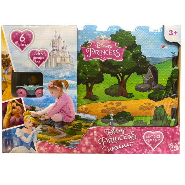 Disney Princess Cinderella 6 Piece Tile Mega Foam Mat with Vehicle ...