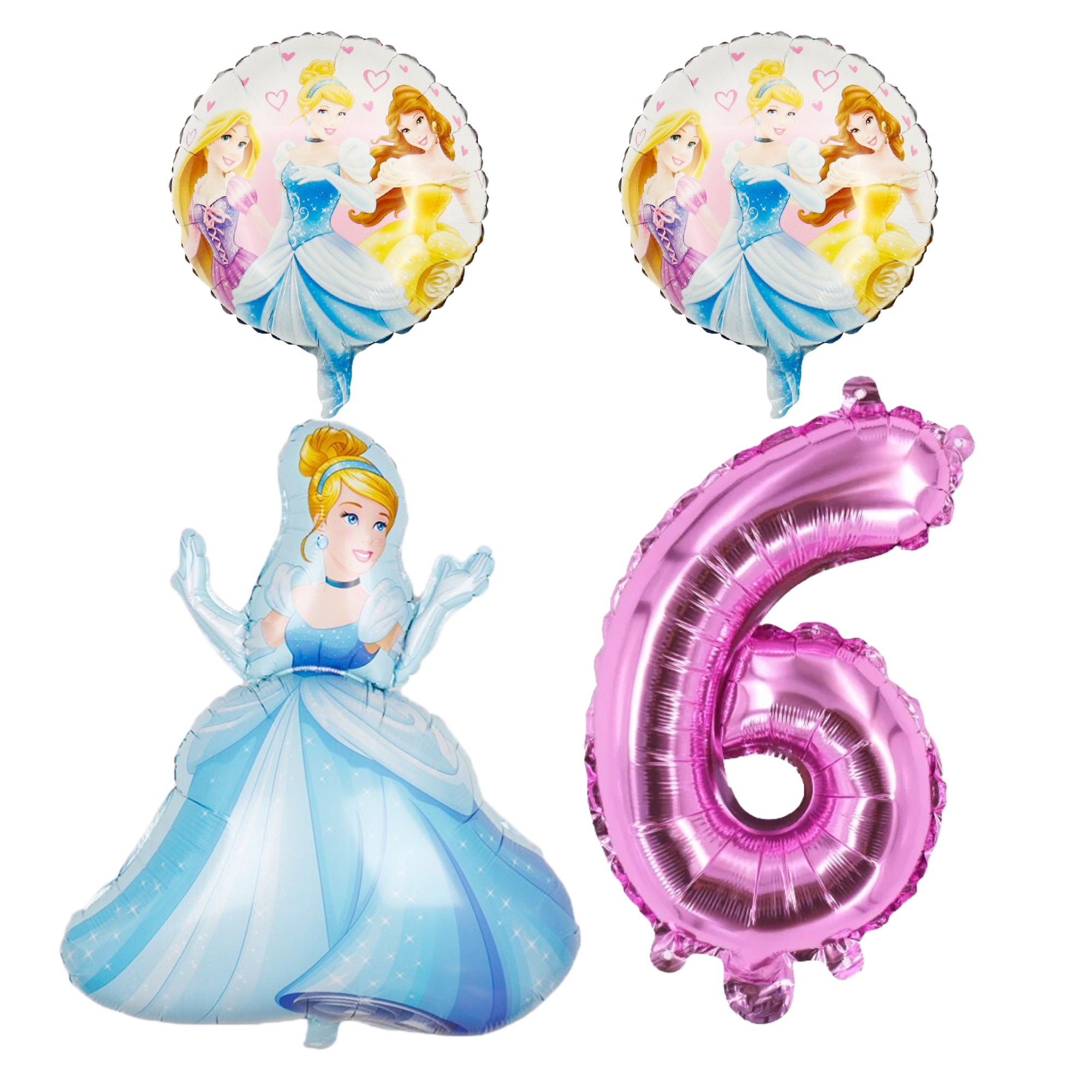 Disney Princess Cinderella 6th Birthday Foil Balloon Set Pink Blue ...