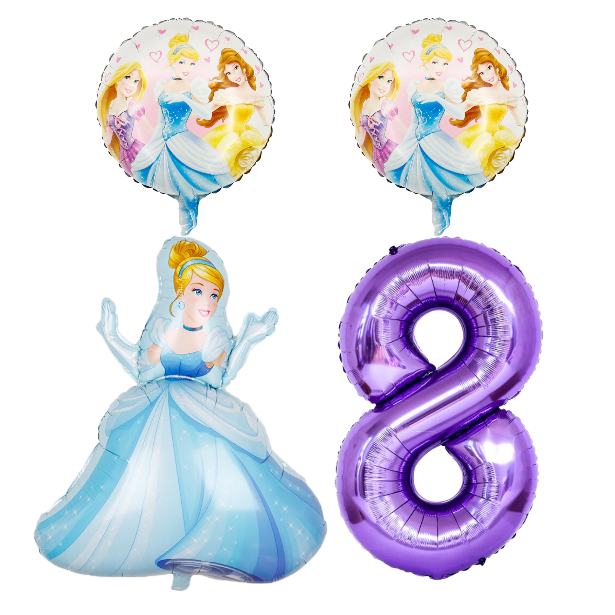 Disney Princess Cinderella 8th Birthday Party Balloons Purple Blue Foil ...