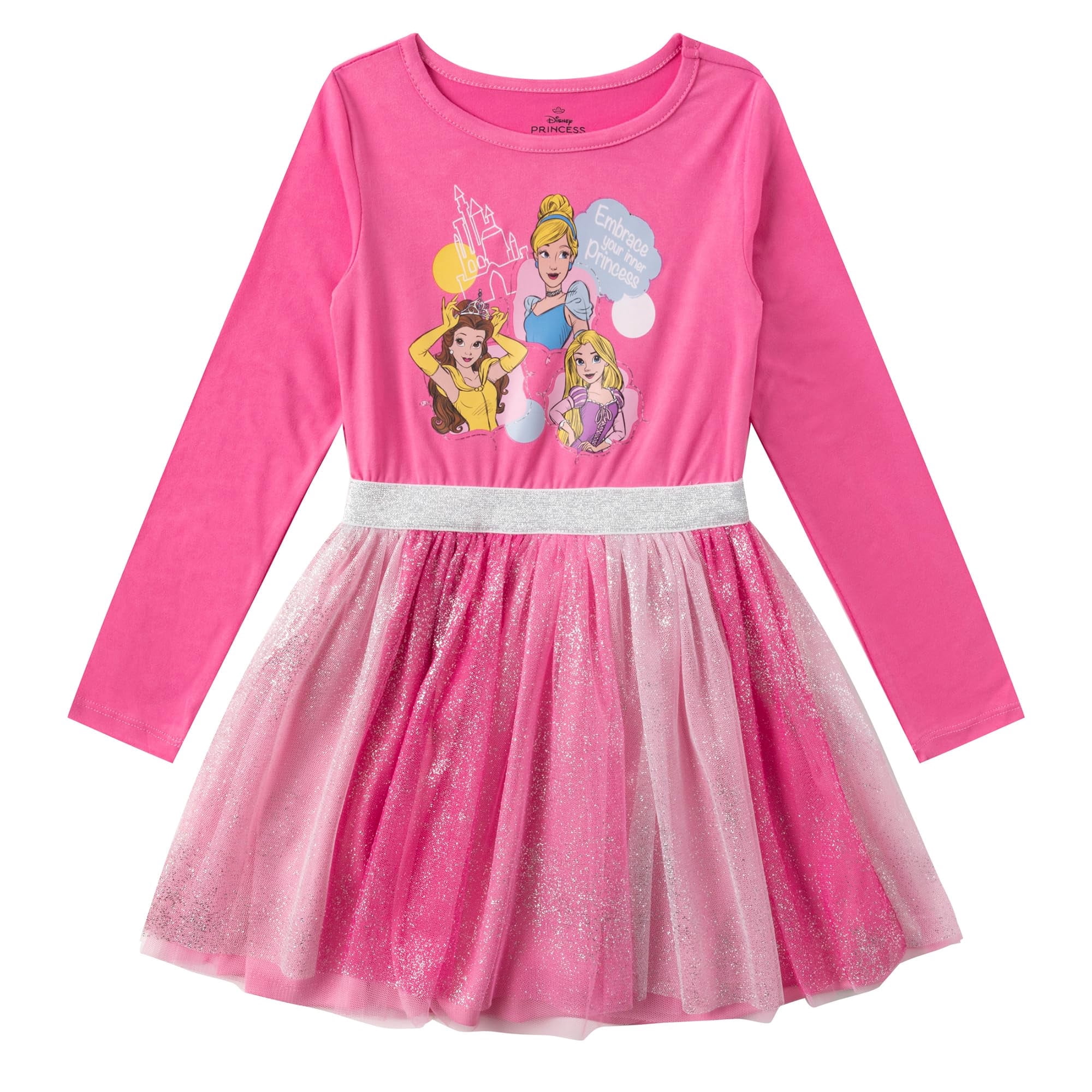 Disney, Girls Princess Dress, Cinderella Belle Rapunzel, Sizes 2T-10 ...