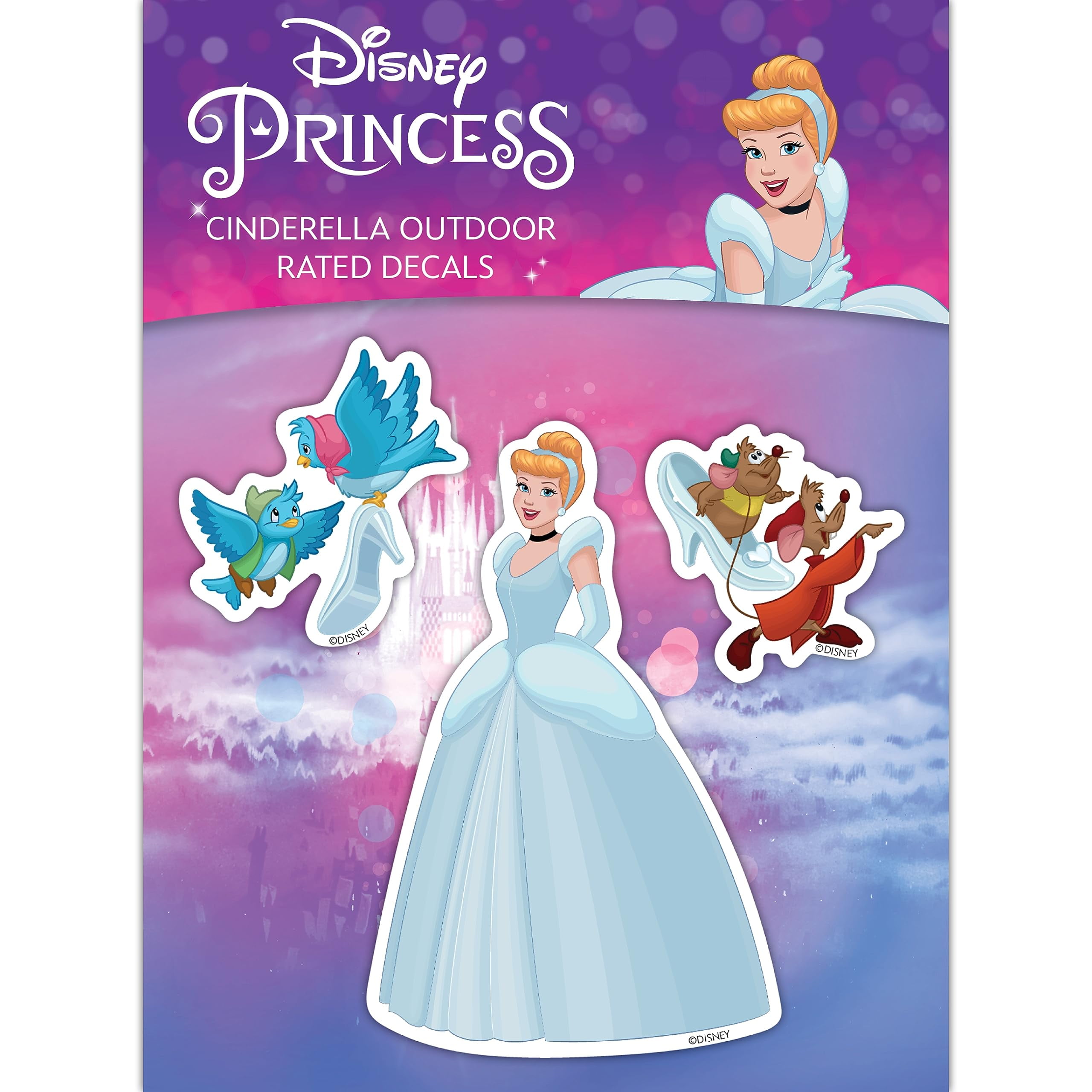 Disney Princess Cinderella Decals - Set of 3 Vinyl Stickers for Car ...