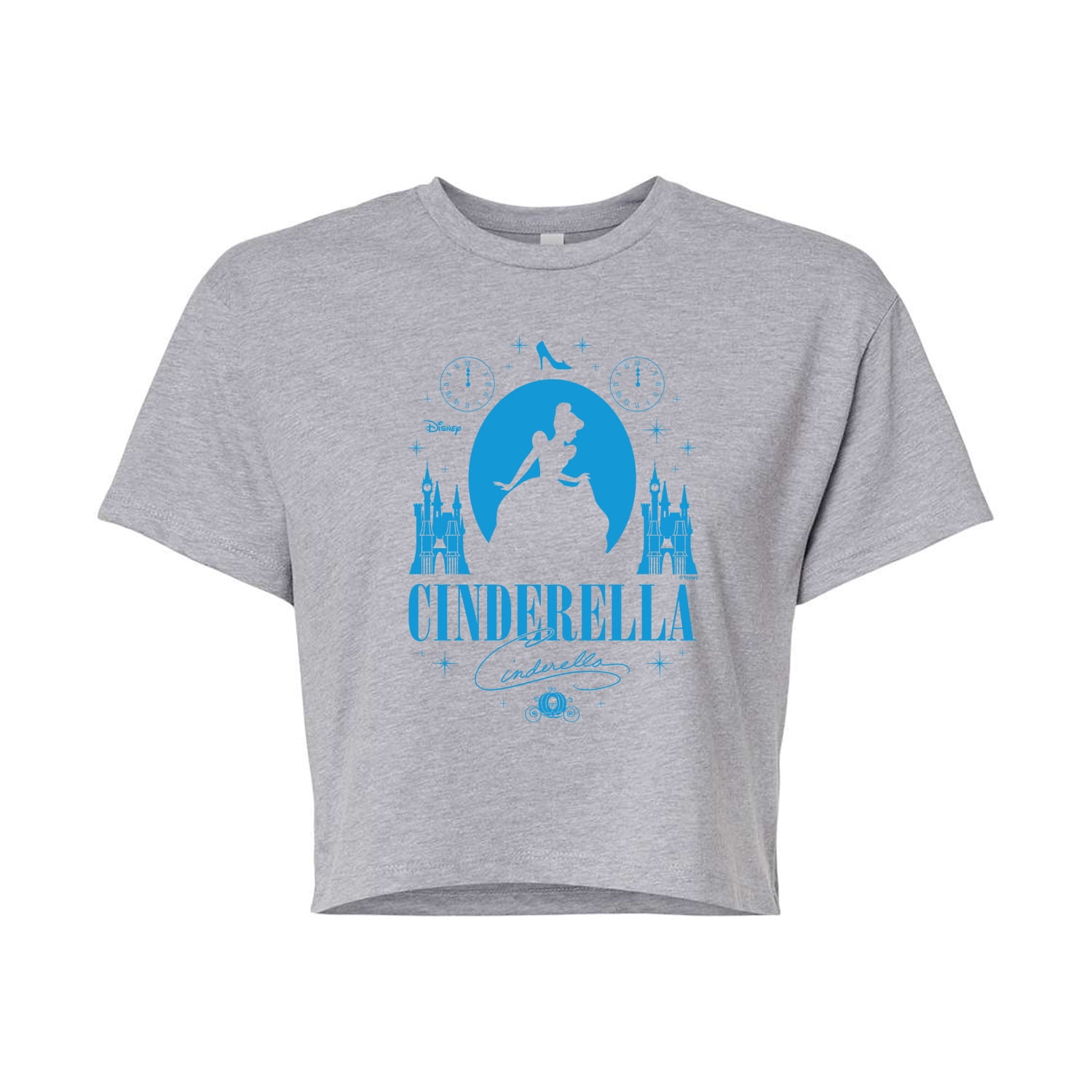 Disney Princess - Cinderella Silhouette - Junior's Cropped T-Shirt ...