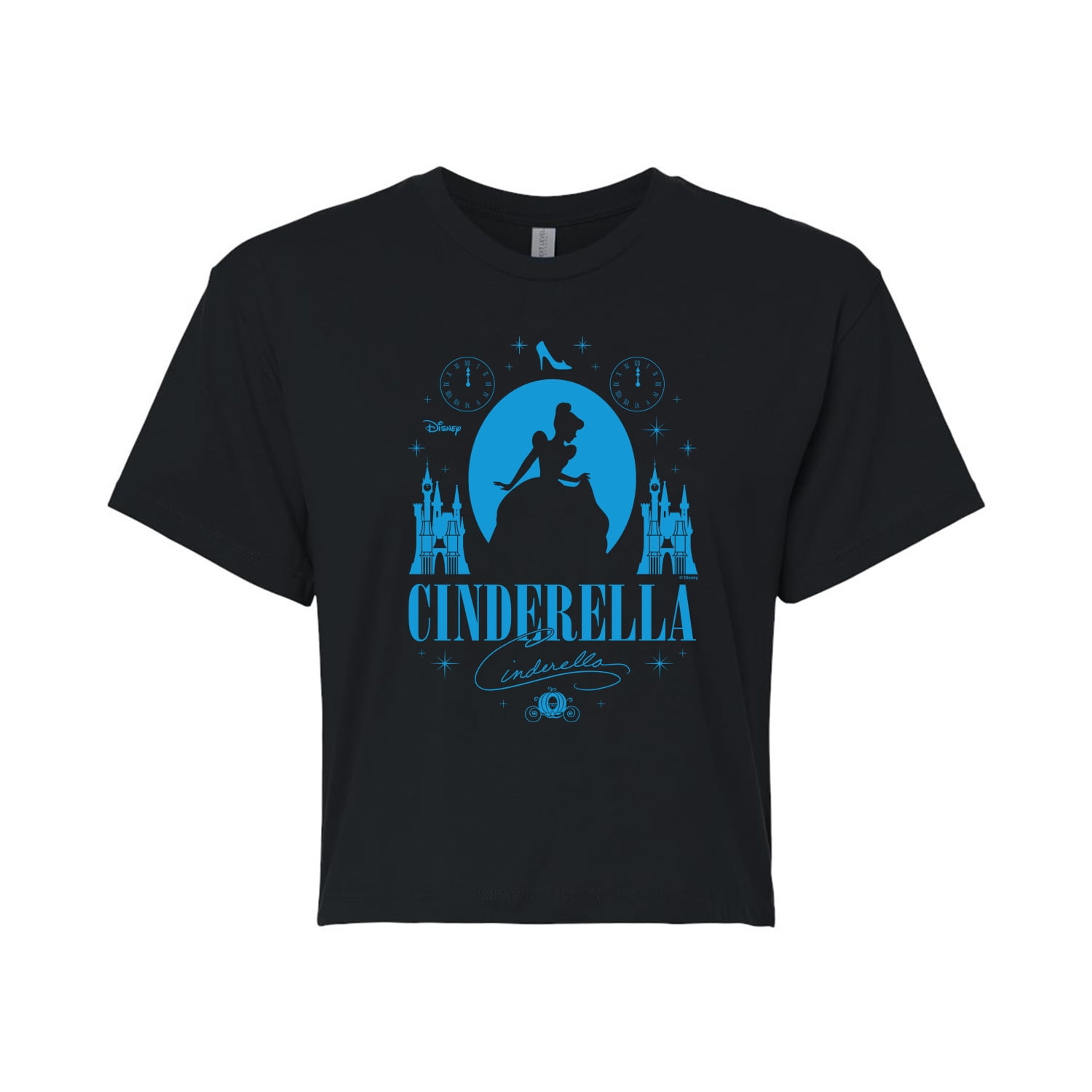 Disney Princess - Cinderella Silhouette - Junior's Cropped T-Shirt ...