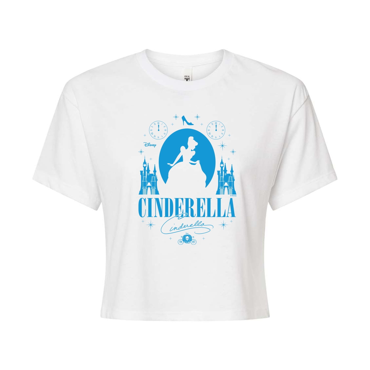 Disney Princess - Cinderella Silhouette - Junior's Cropped T-Shirt ...