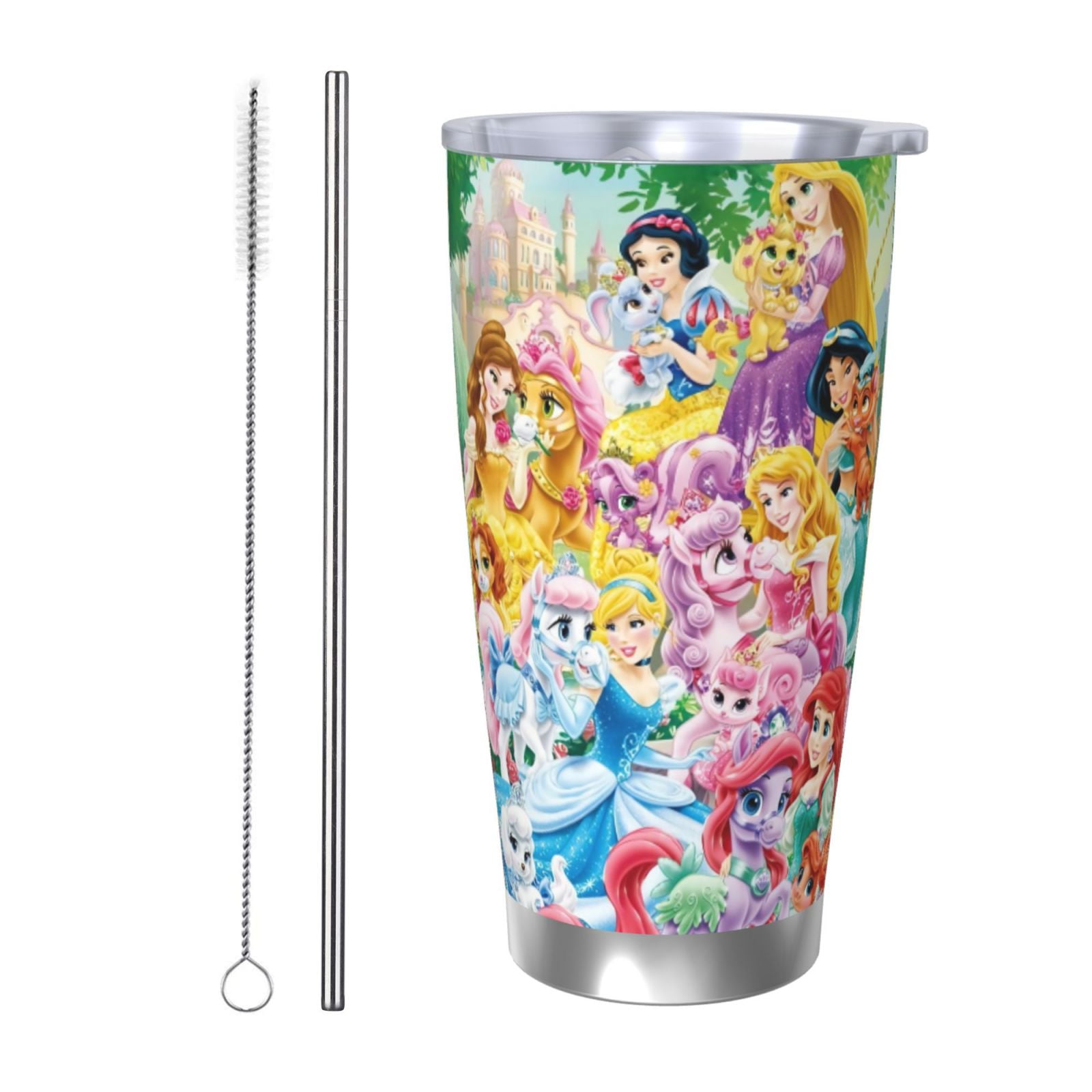 Disney&Princess Classic Group Kids Water Bottle with Straw Lid,Insulated Stainless Steel ...