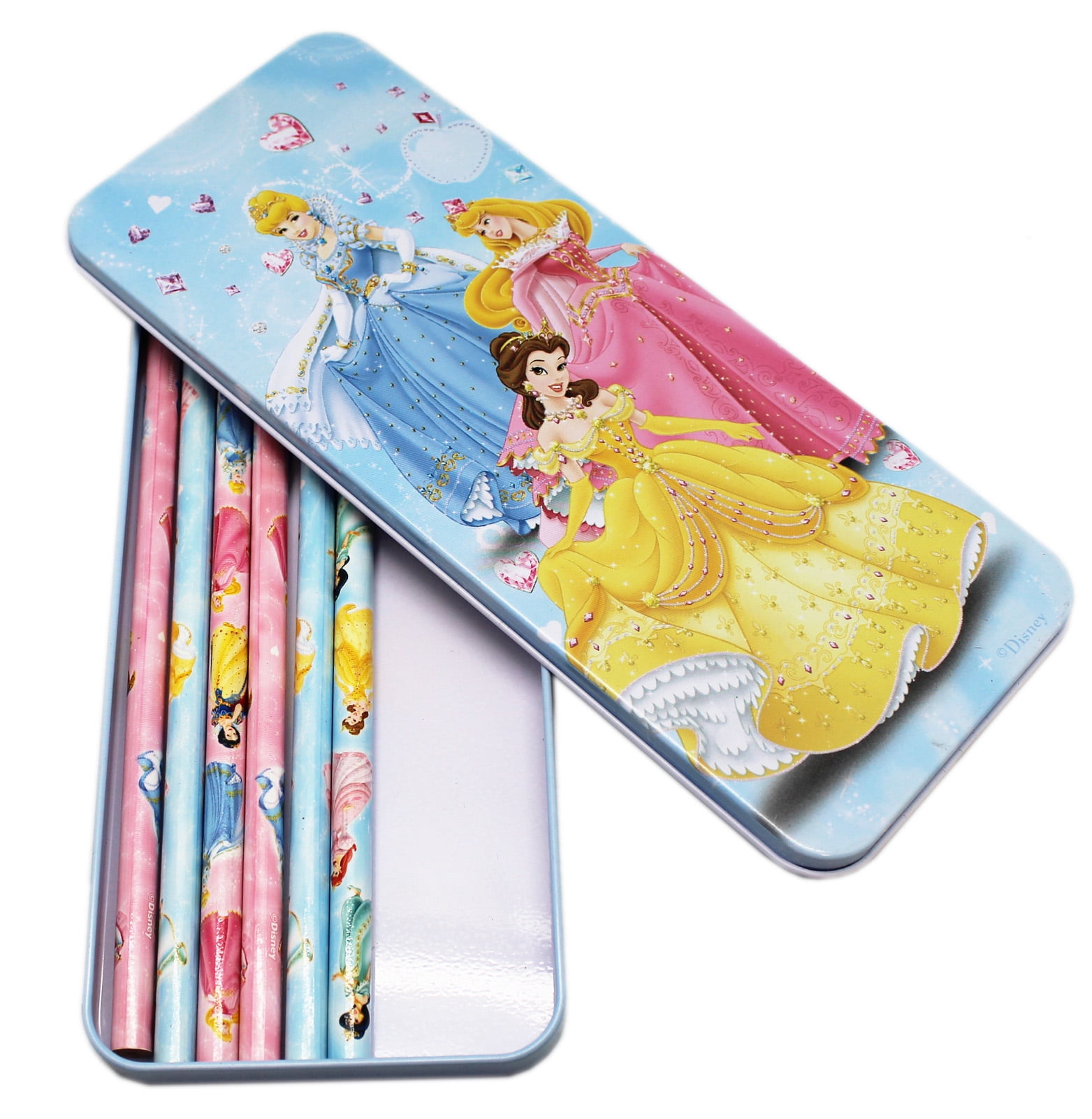 7pk Disney Princess Colored Pencils and Pencil Box Set - Walmart.com