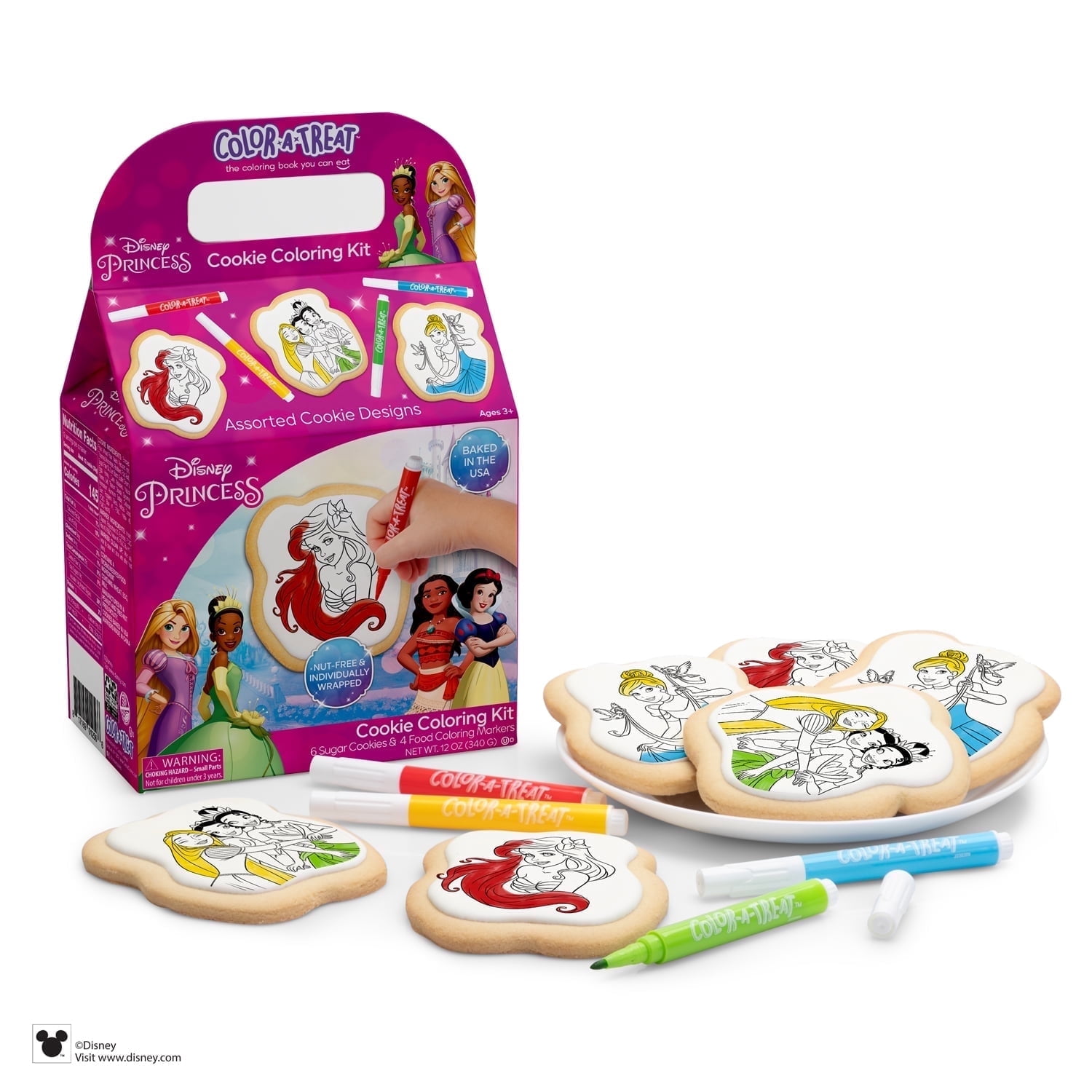 Disney Princess Cookie Coloring Kit by Color-a-Treat, 12 oz, Includes 6 ...