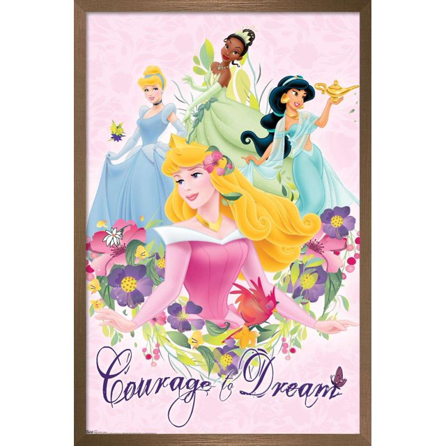 Disney Princess - Courage and Dream Wall Poster, 22.375" x 34", Framed ...