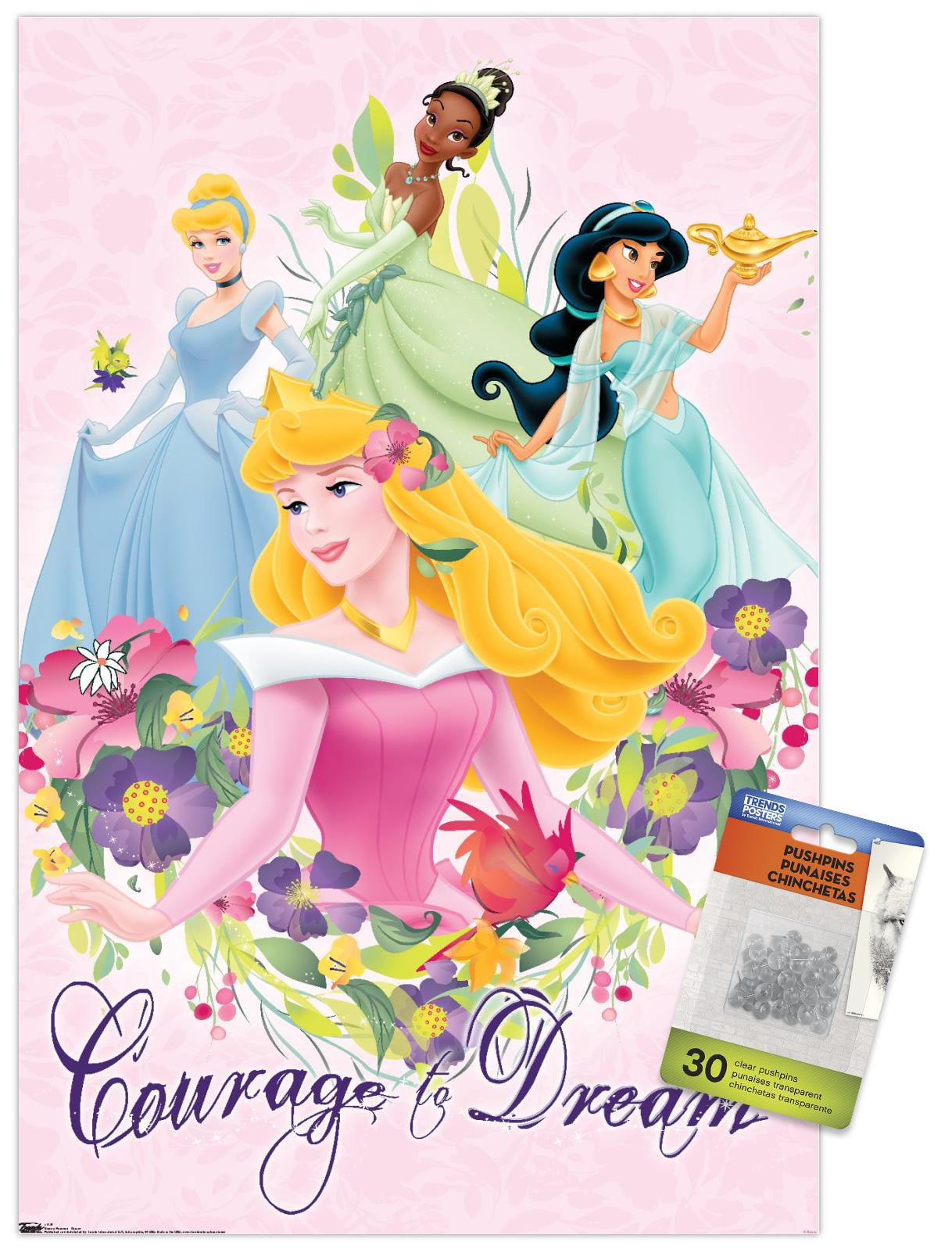 Disney Princess - Courage and Dream Wall Poster with Push Pins, 14.725 ...