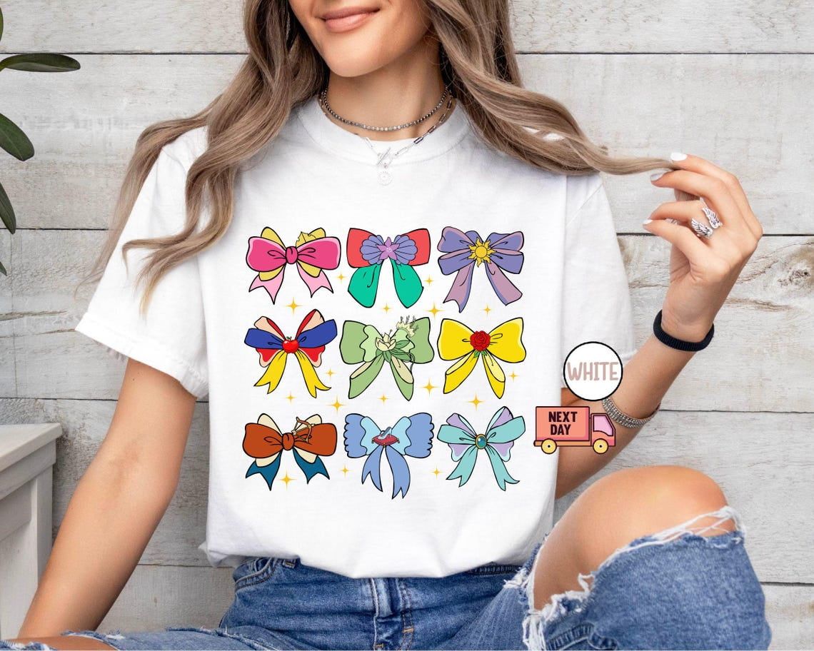 Disney Princess Cute Ribbons And Bows Pastel Colors Logo T-Shirt,Disney ...