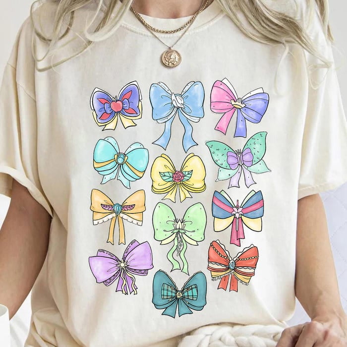 Disney Princess Cute Ribbons And Bows Pastel Colors Logo T-Shirt ...