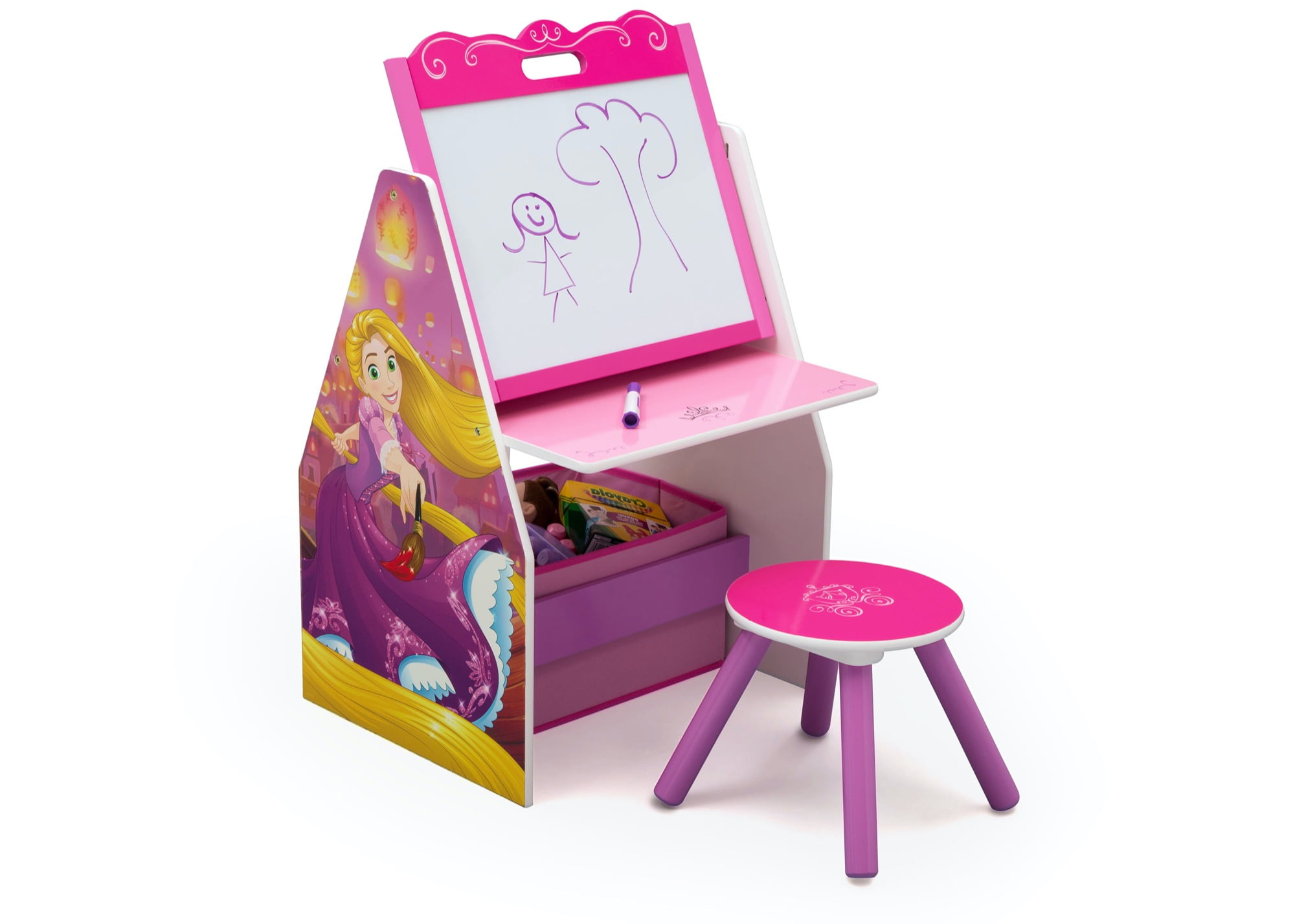Disney Princess Deluxe Kids Art Desk with Easel and Storage, Multicolor ...