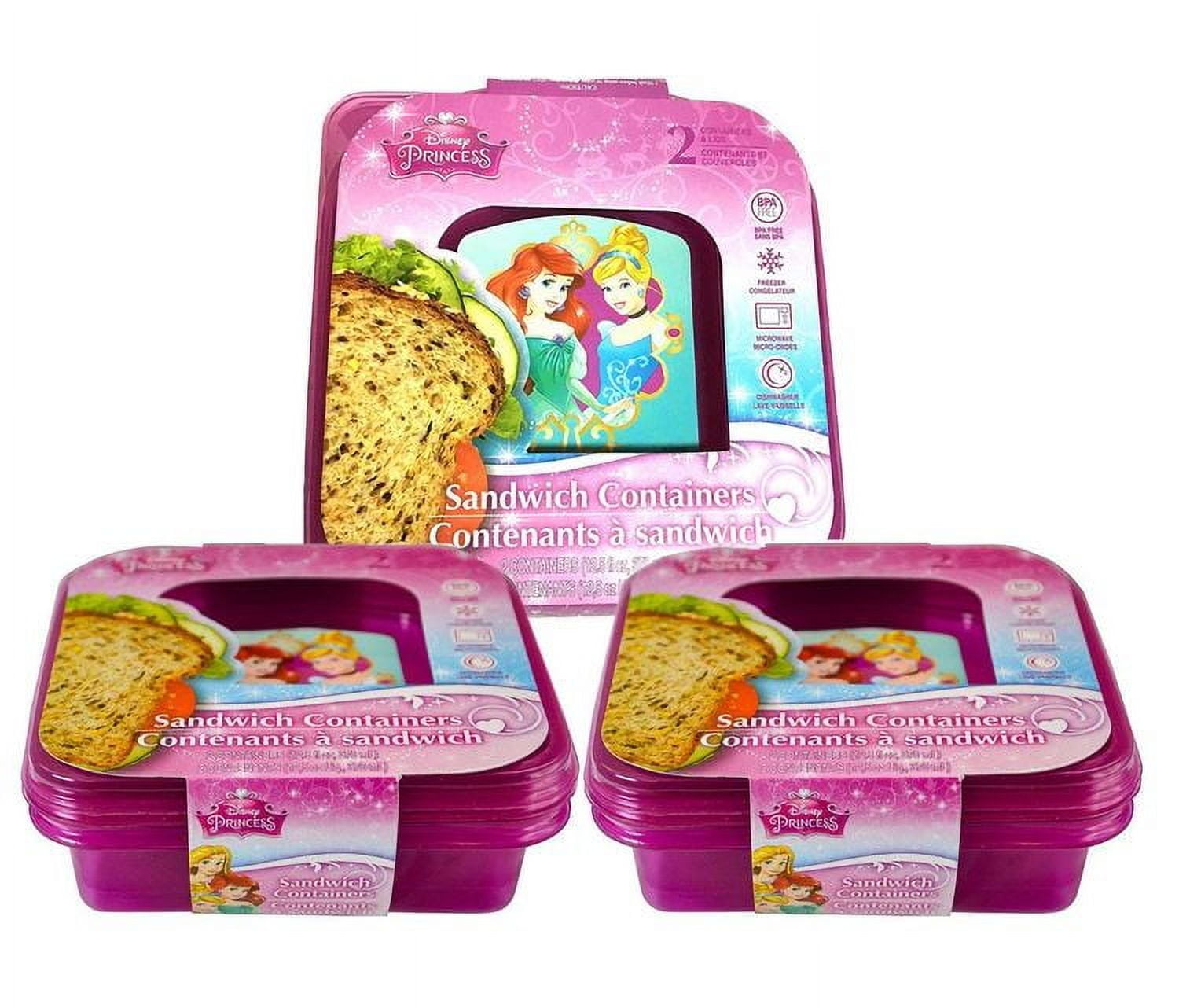 Disney Princess Disney Princess Pink Plastic Sandwich Containers (6pc ...