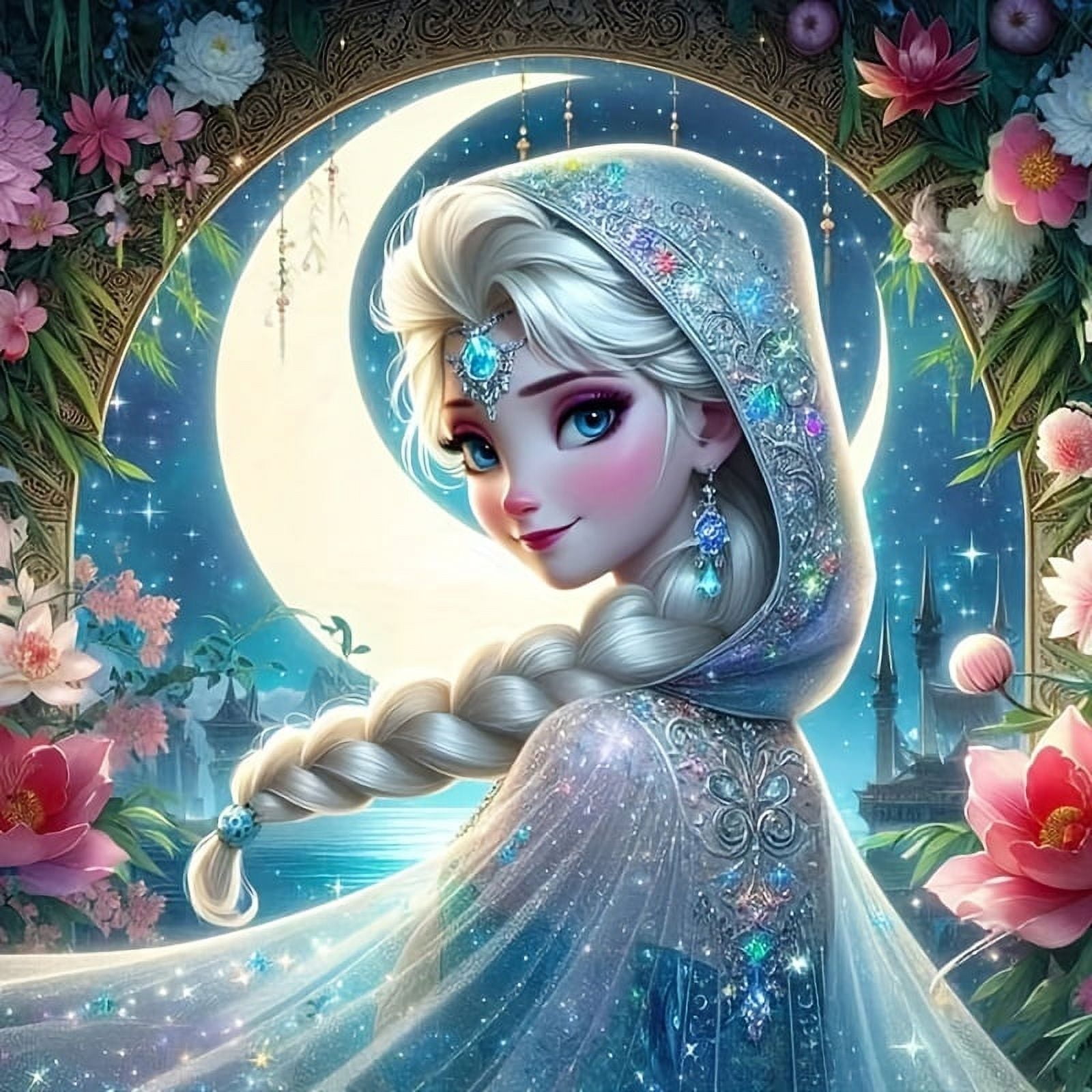 Disney Princess Elsa Diamond painting kit-DIY round diamond embroidery ...