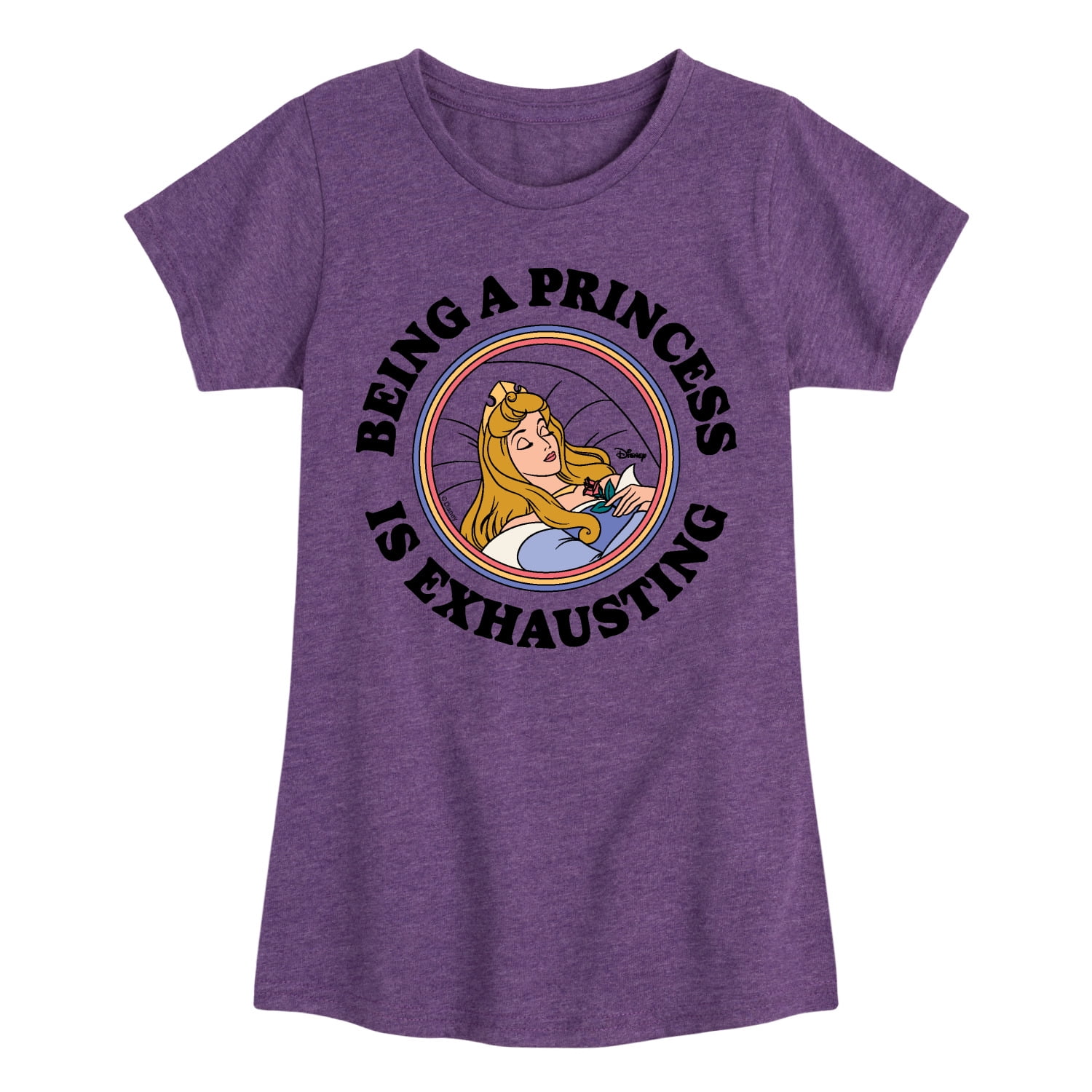 Disney - Princess Exhausting - Youth Girls Fitted Short Sleeve T-Shirt ...