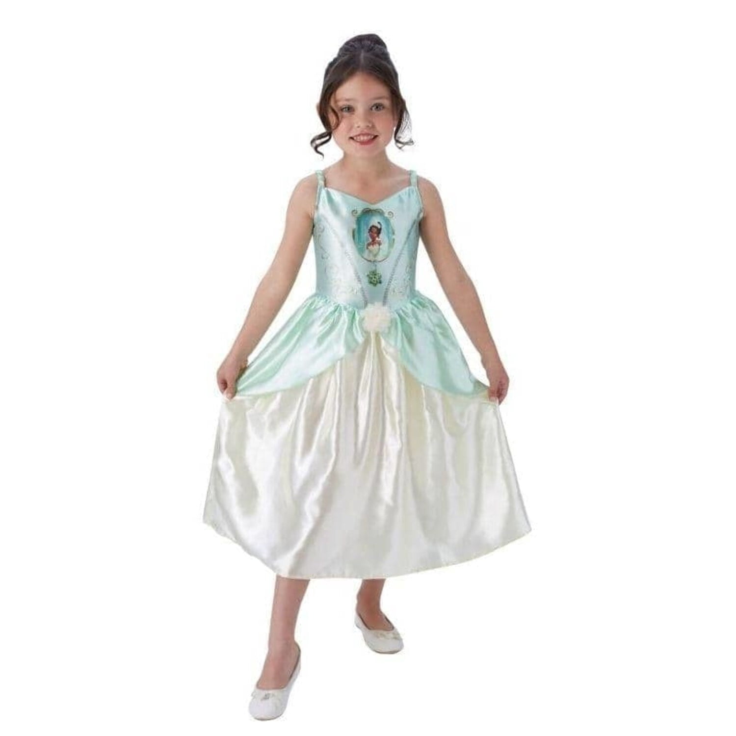 Disney Princess Fairy Tale Tiana Costume Medium Female Kids Green Fancy ...
