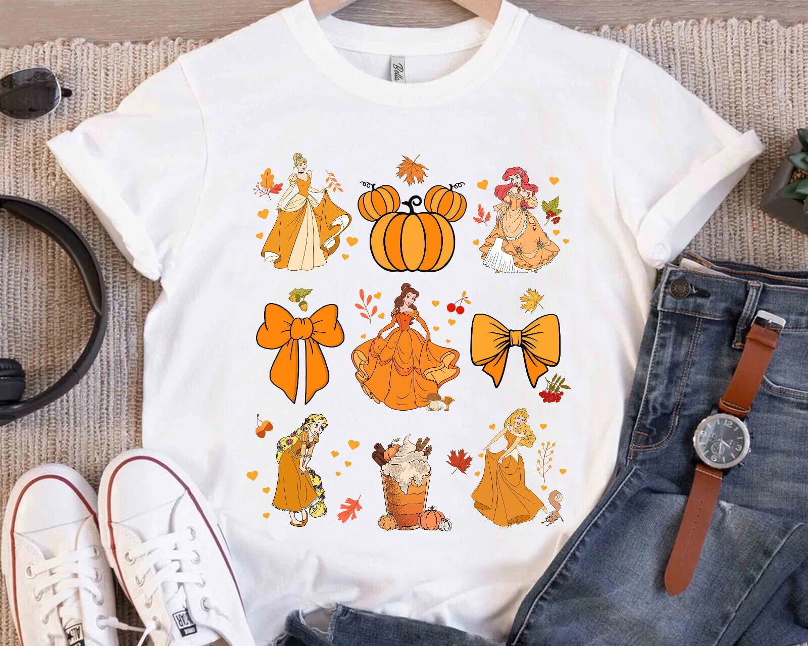 Disney Princess Fall Coquette Bow Fall Pumpkin Shirt - Walmart.com