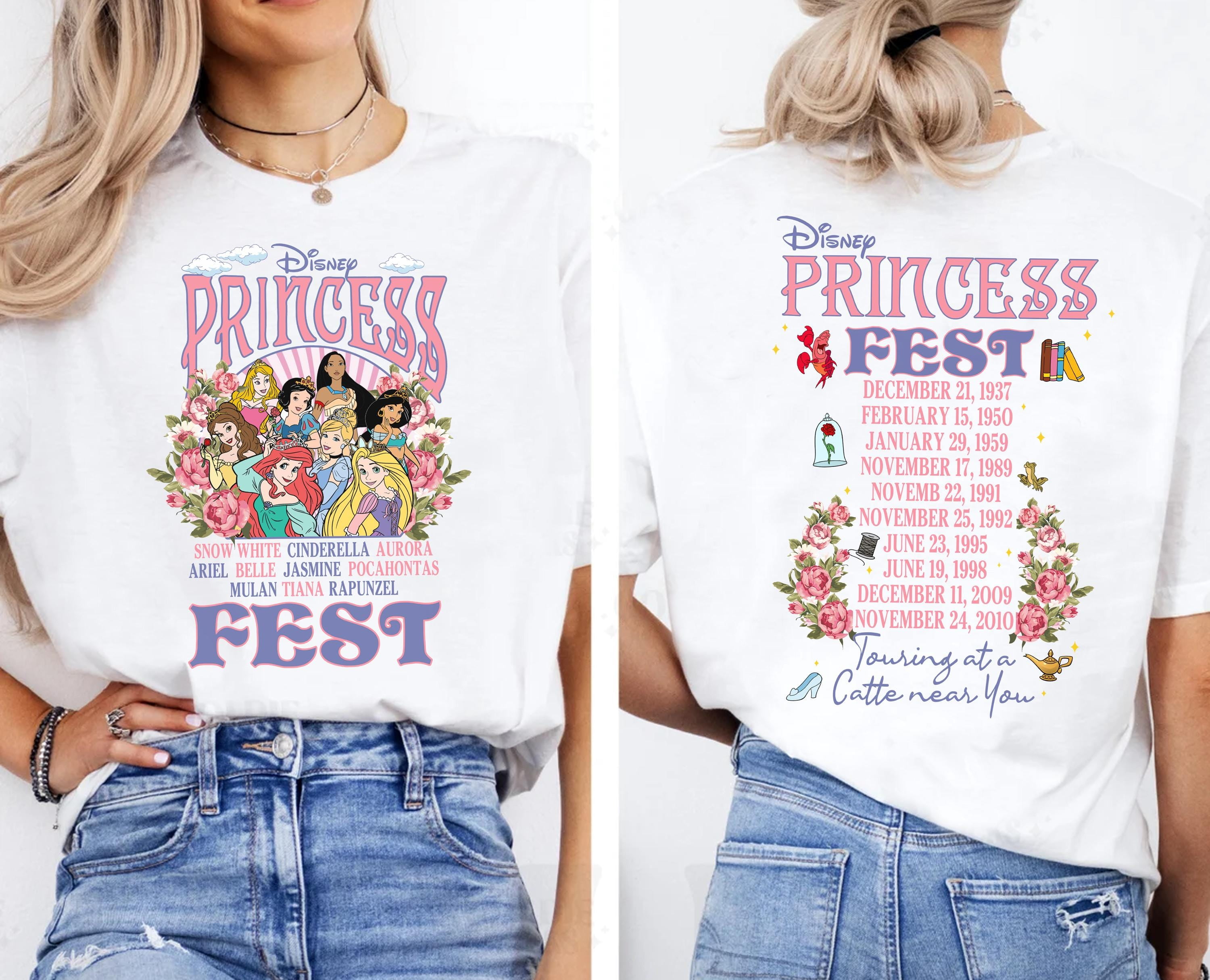 Disney Princess Fest 2024 Group 2-Sided Shirt, Disney Princess Snow ...