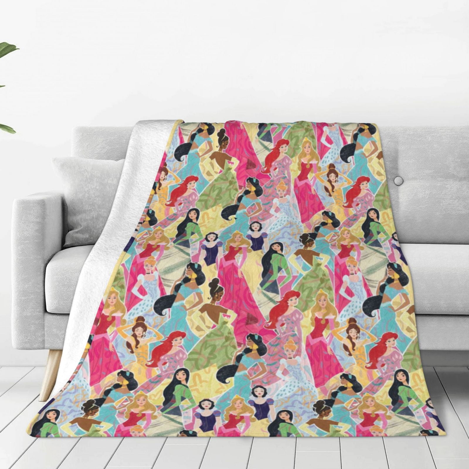 Disney Princess Flannel Throw Blanket For Couch Sofa Living Room Warm ...