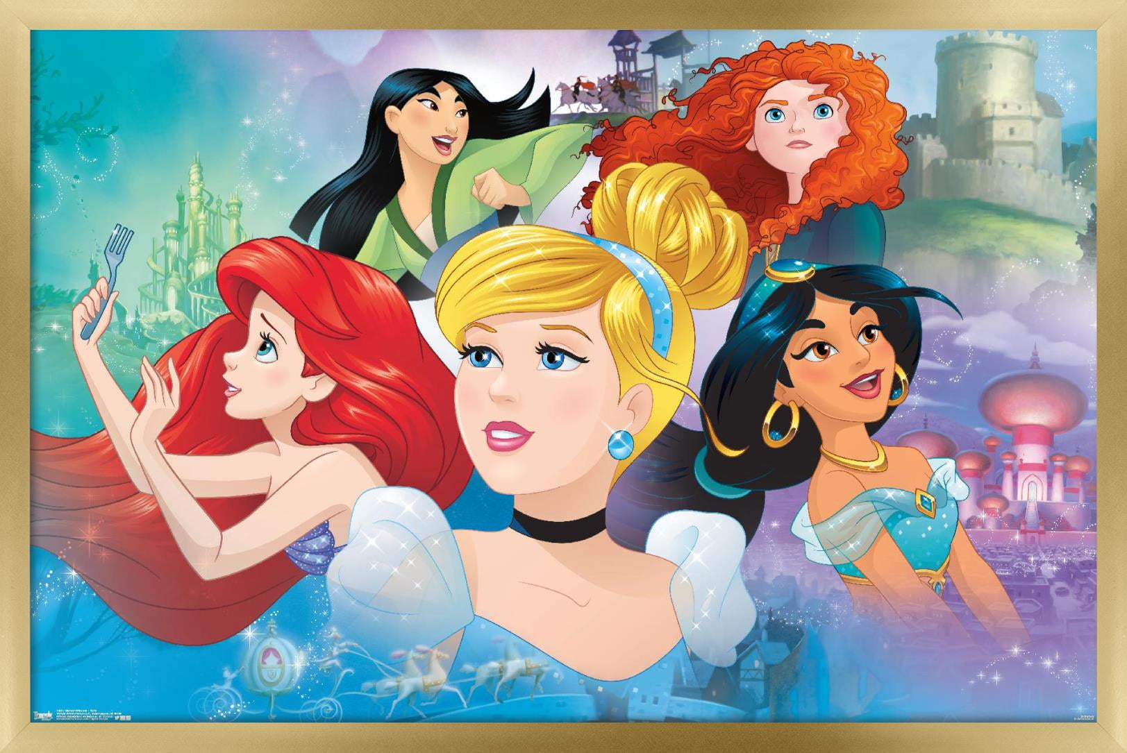 Disney Princess - Gaze Wall Poster, 14.725" x 22.375", Framed - Walmart.com