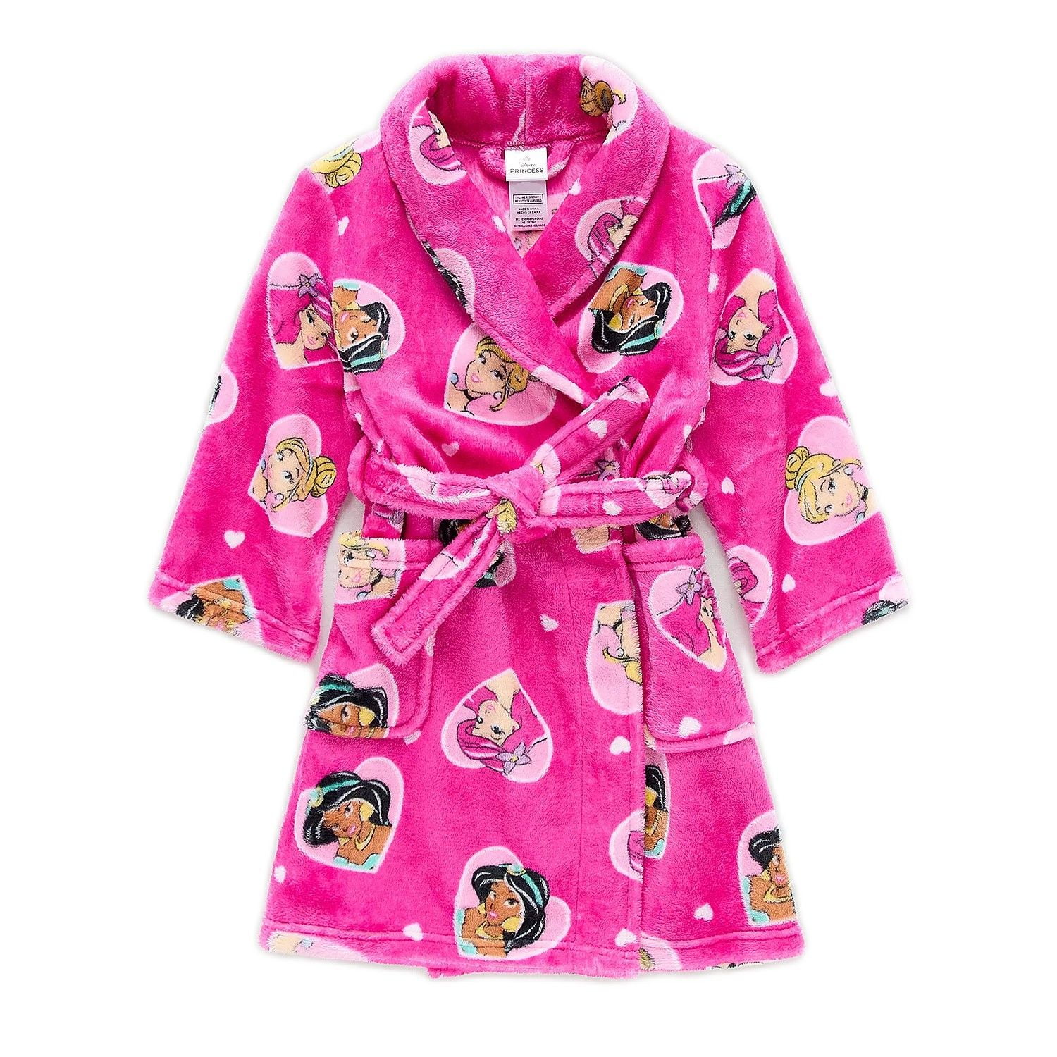 Disney Princess Girl's Fleece Pink Heart Character Bathrobe, Robe, Size ...