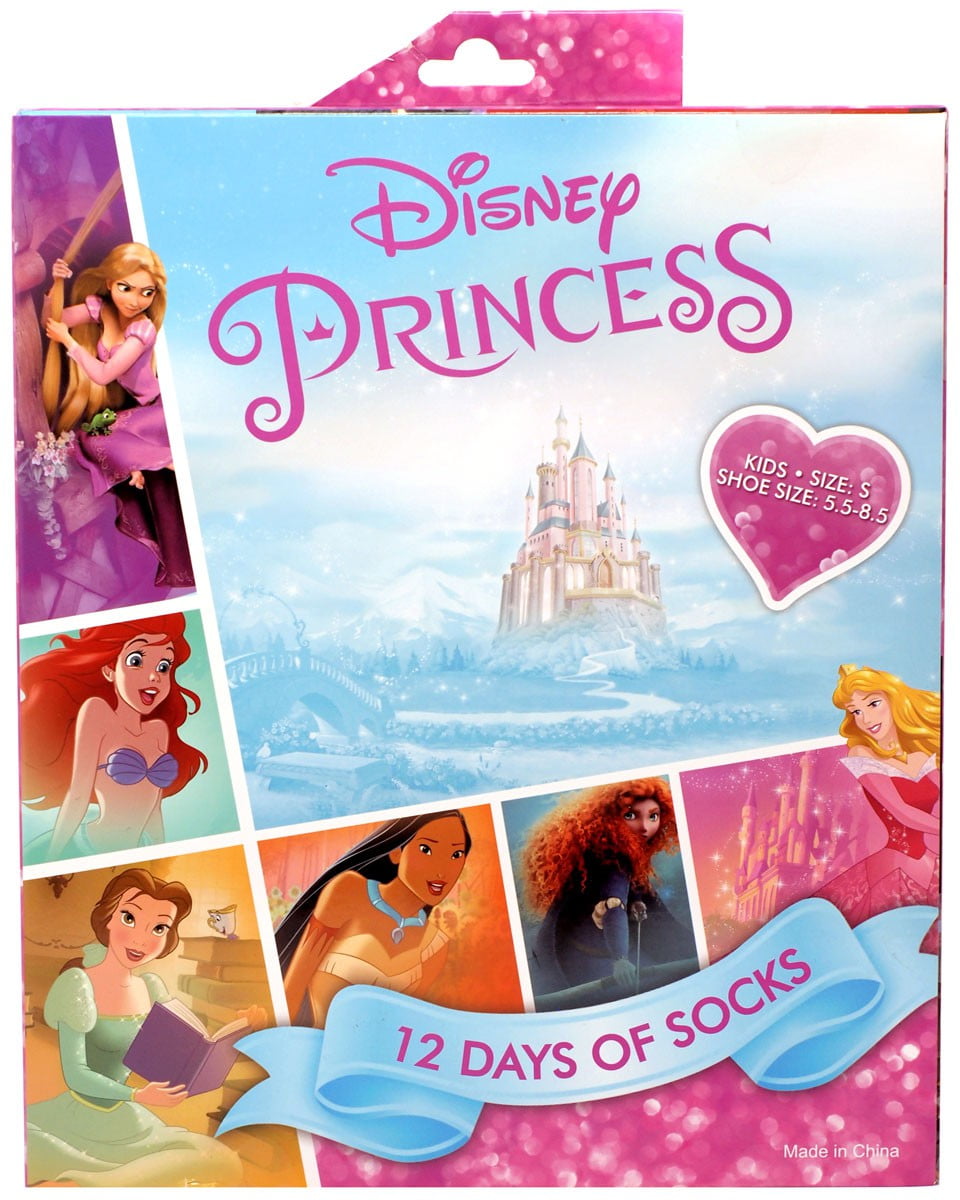 Disney Princess Girls 12 Days of Christmas Holiday Socks 12 Pair Large ...