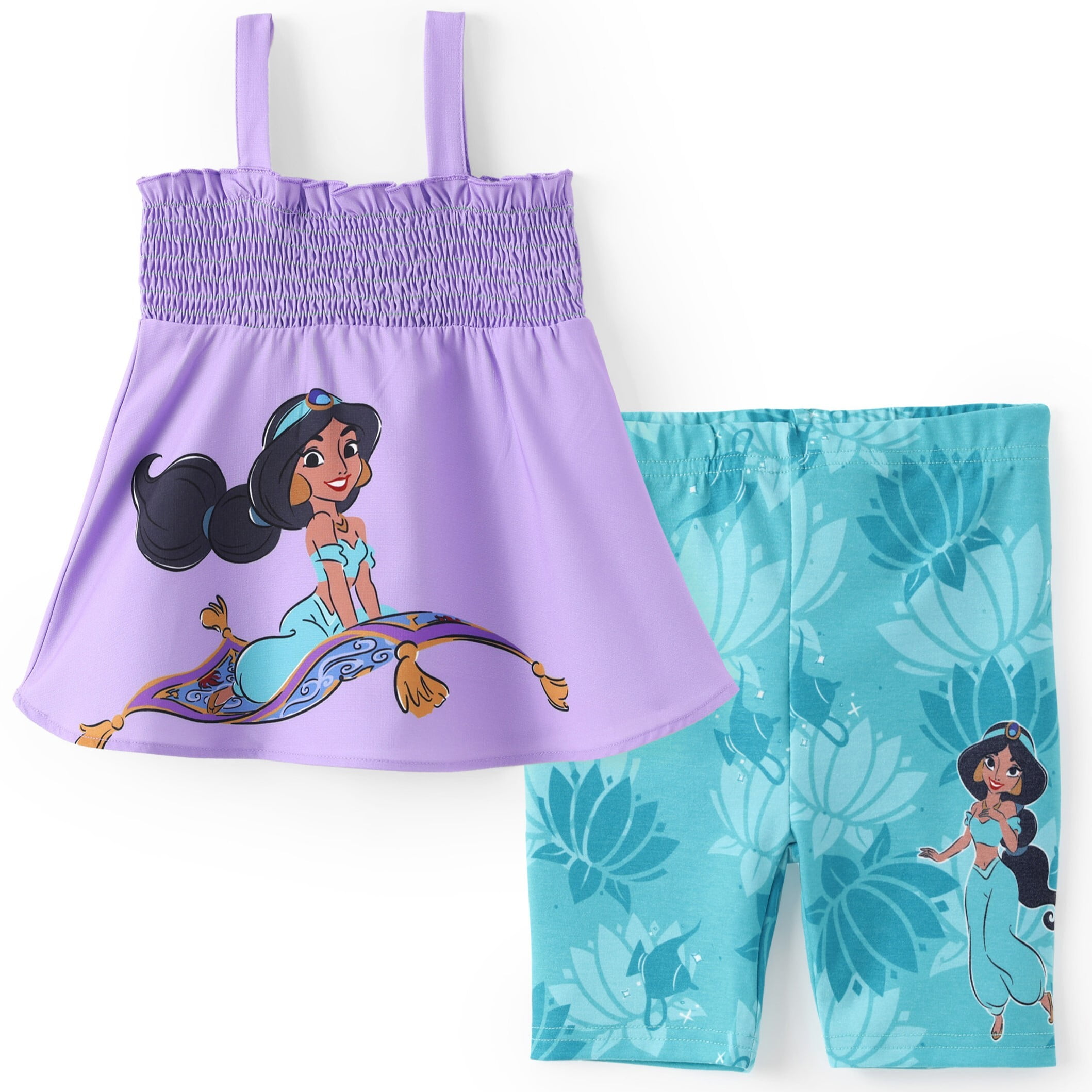 Disney Princess Girls 2 Pcs Jasmine Graphic Ruffle Top with Leggings ...