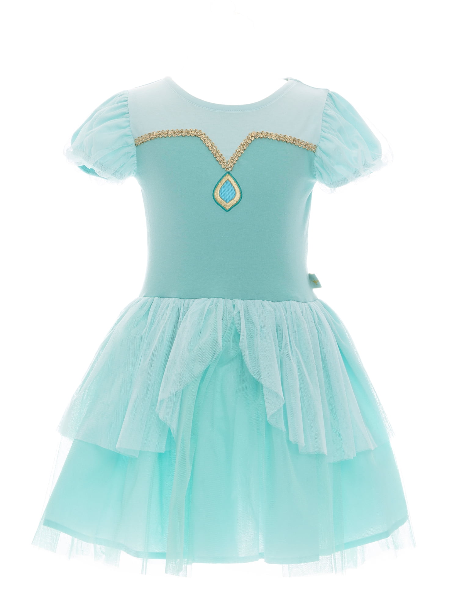 Disney Princess Girls Aladdin Jasmine Cosplay Dress with Puff Sleeves ...
