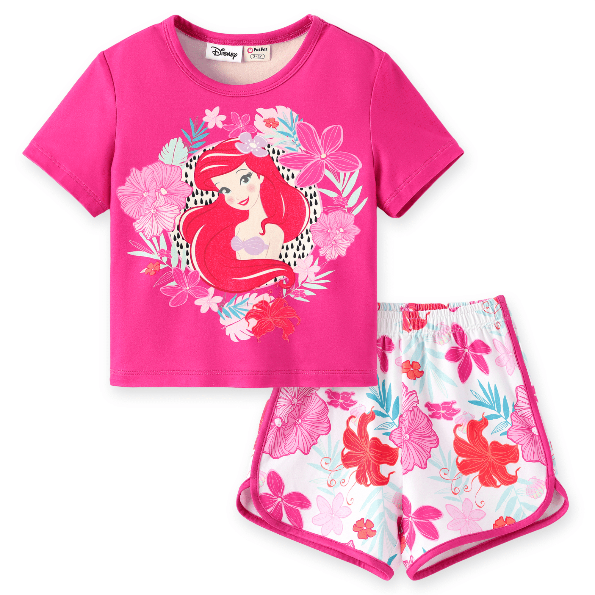 Disney Princess Girls Ariel Mermaid Graphic Tee and Dolphin Shorts 2 ...