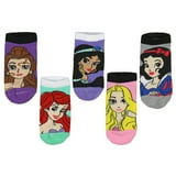Disney Princess Girls Character Ankle No Show Socks 5 Pairs 6/8 ...