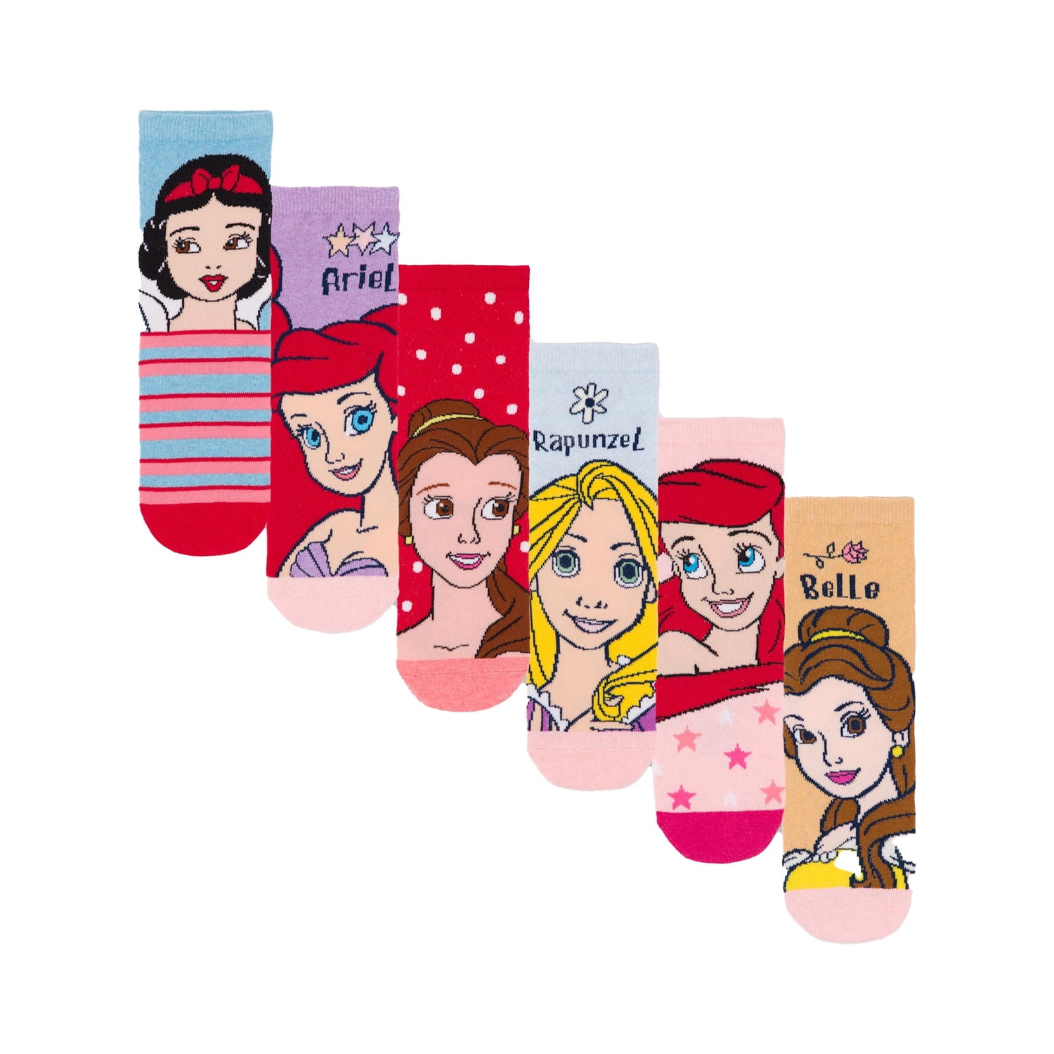Disney Princess Girls Characters Socks (Pack of 6) - Walmart.com