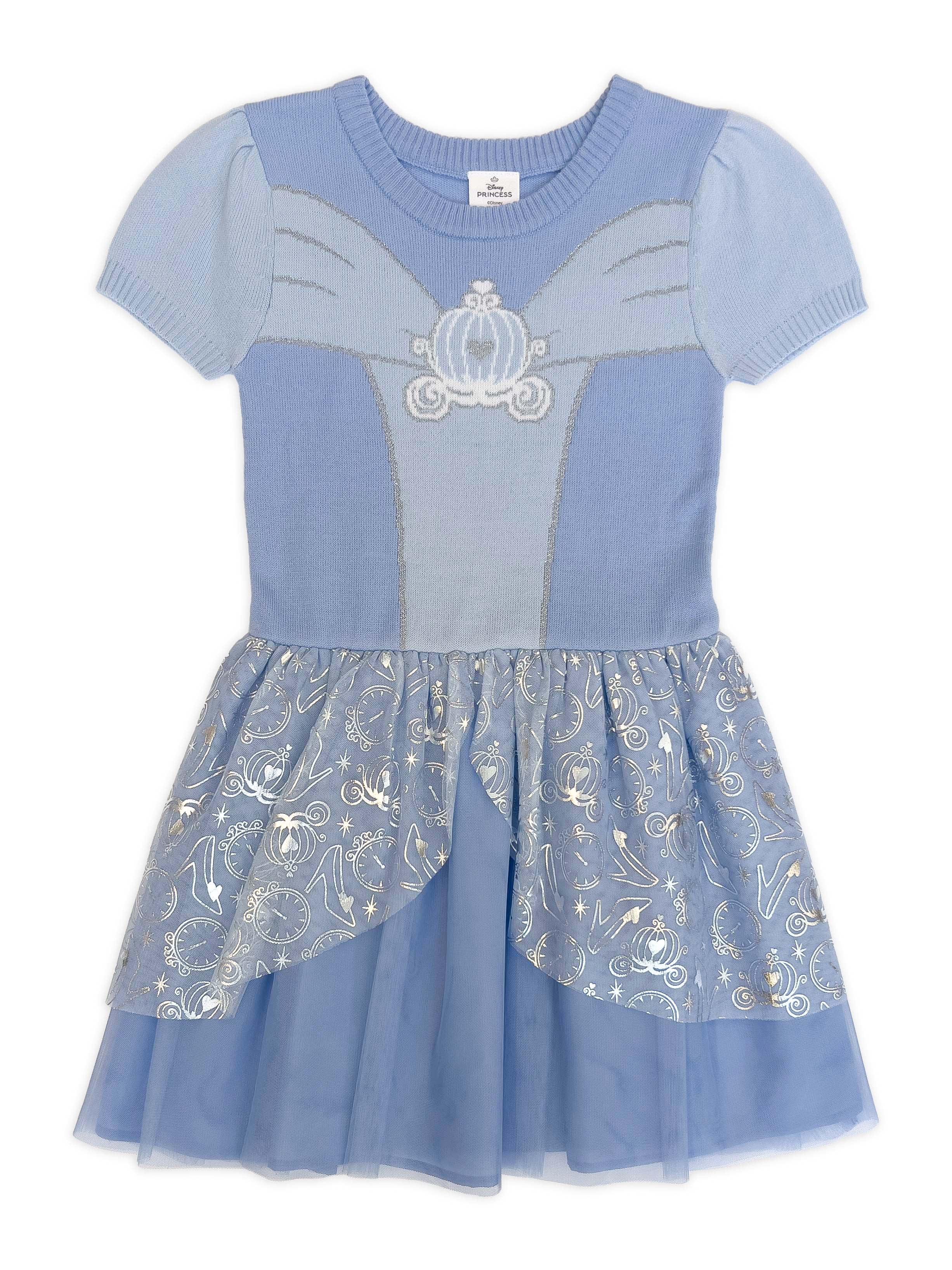 Girls Disney Princess Cinderella Cosplay Short Sleeve Sweater Dress ...