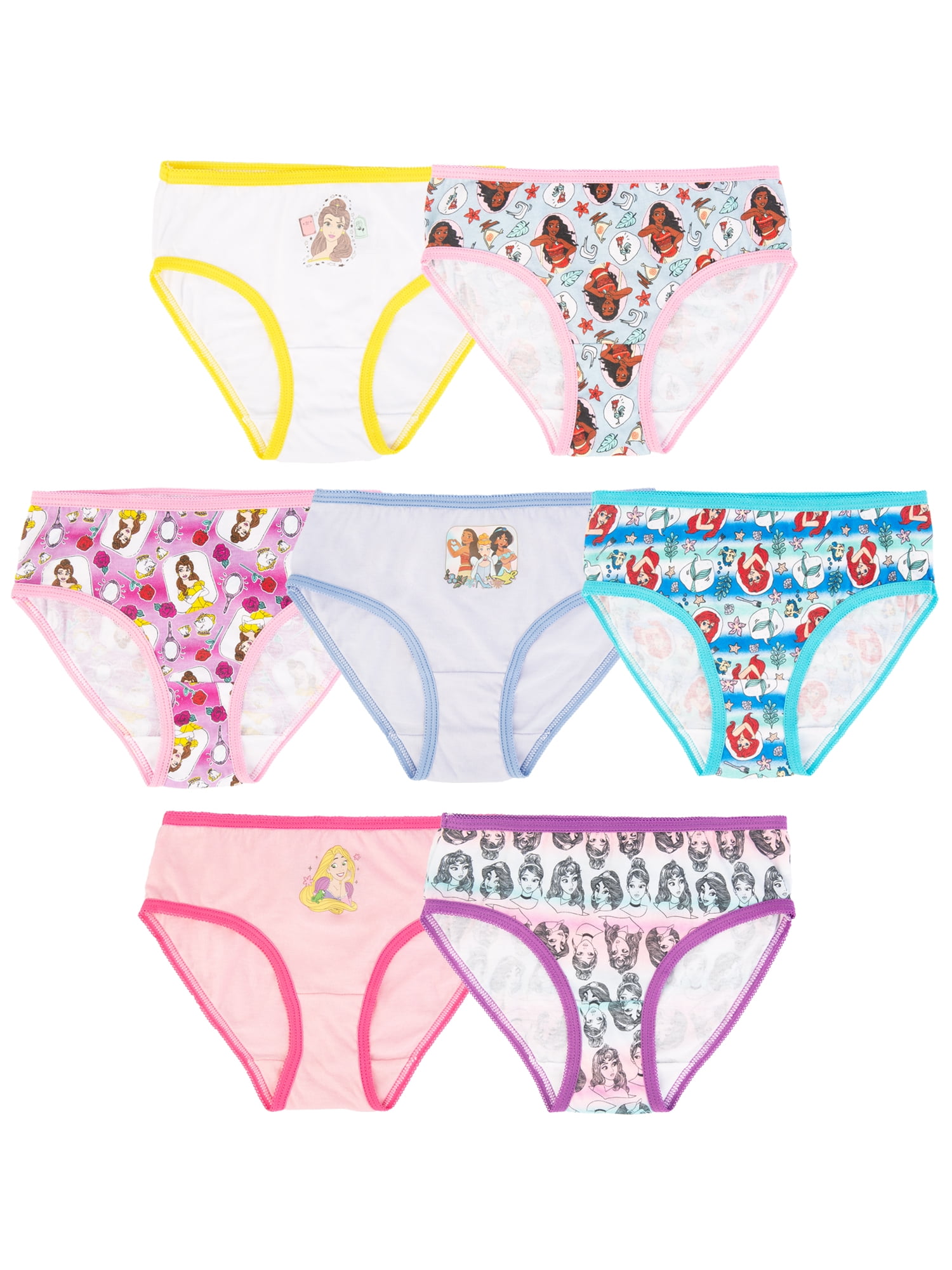 Disney Princess Girls Cotton Brief Character Underwear, 7-Pack, Size 4 ...