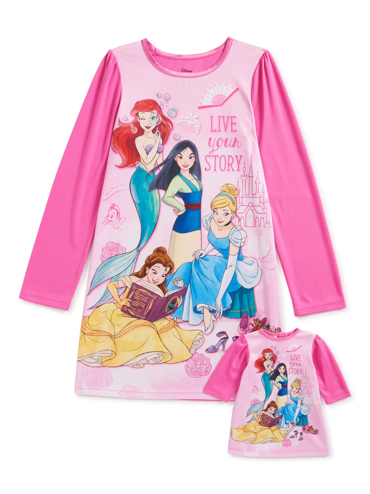 Disney Princess Girls Dollie & Me Pajama Nightgown, Sizes 4-12 ...