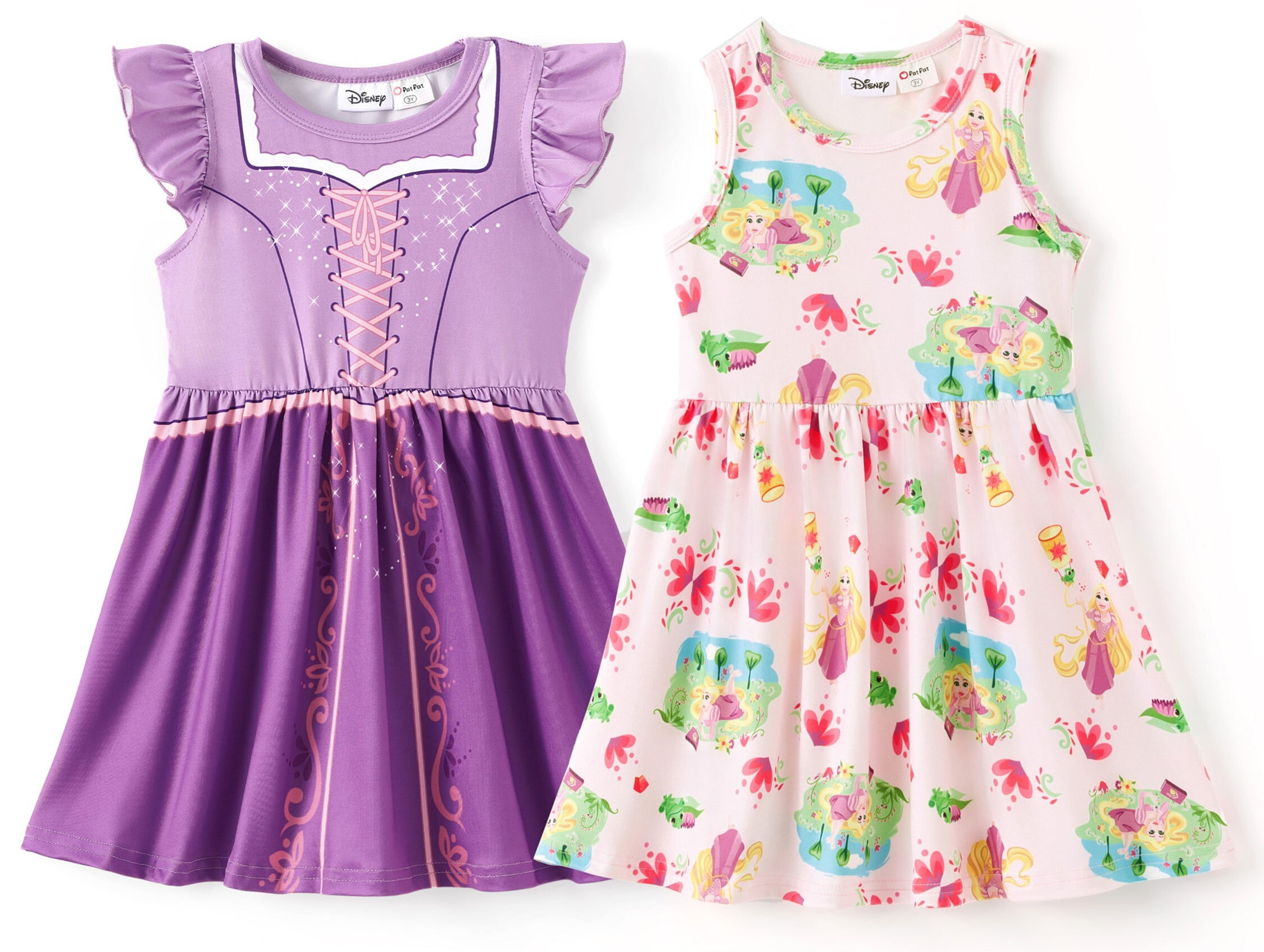 Disney Princess Girls Dresses 2 Pack Rapunzel Graphic Ruffled ...