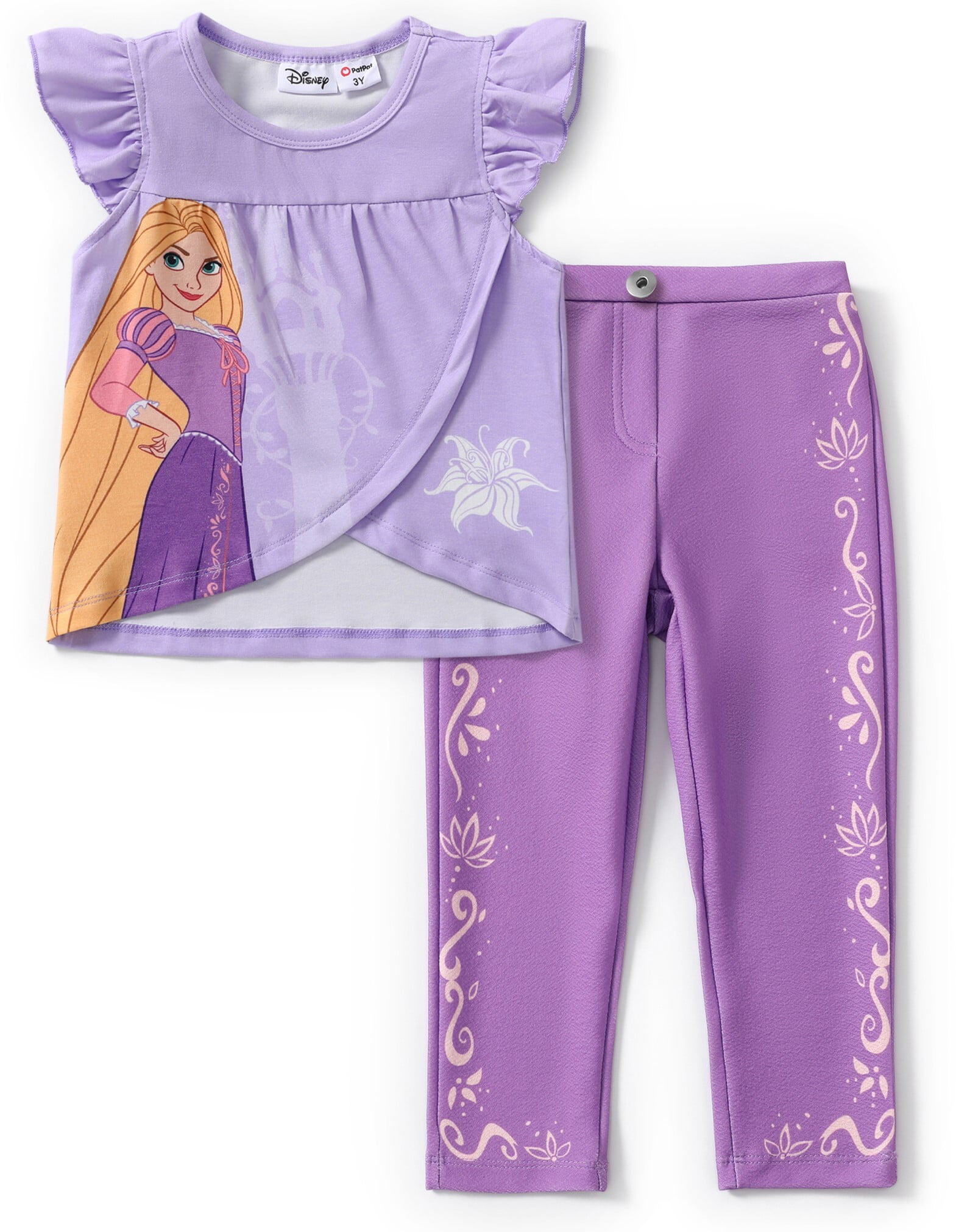 Disney Princess Girls Graphic Ruffle Tee and Leggings Rapunzel 2 Pieces ...