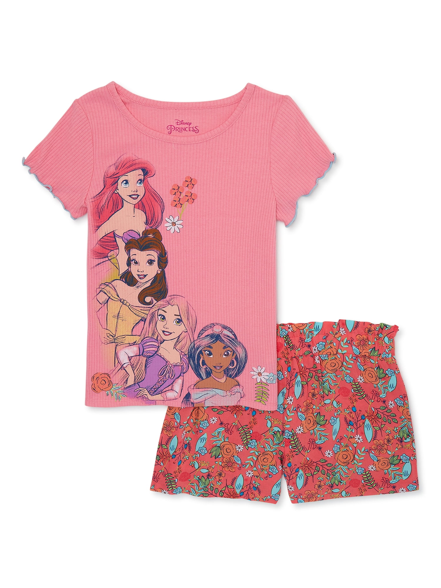 Disney Princess Girls Graphic Top and Shorts Set, 2-Piece, Sizes 4-12 ...