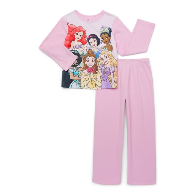 Disney Princess Girls Long Sleeve Top and Pants Pajama Set, 2-Piece ...