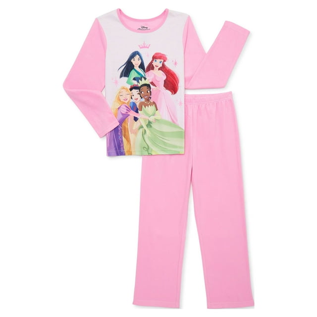 Disney Princess Girls Long Sleeve Top and Pants Pajama Sleep Set, 2 ...
